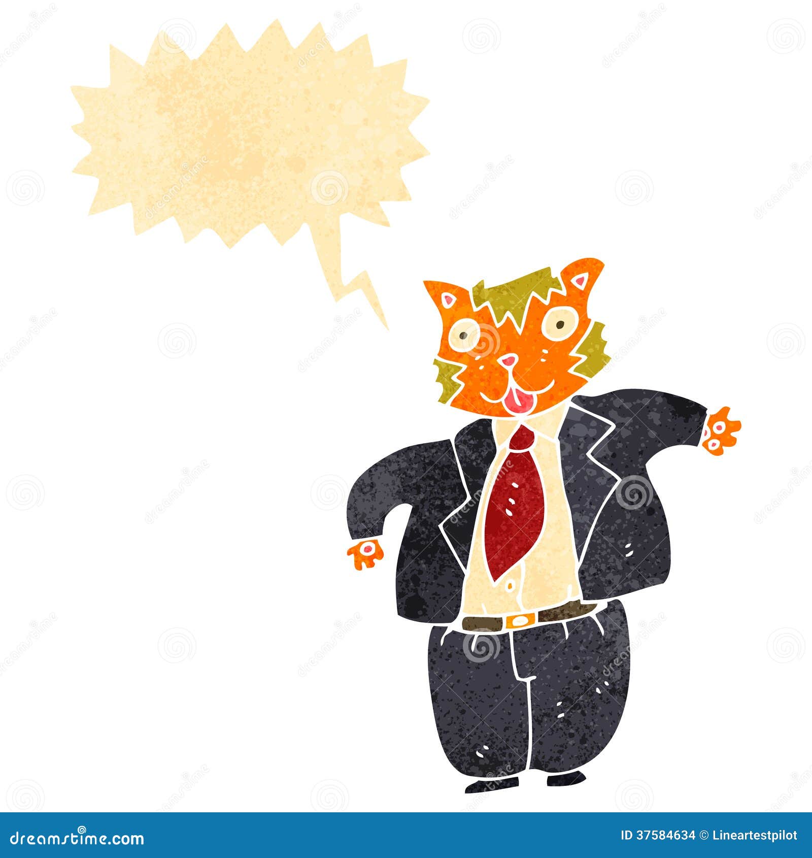 Retro cartoon fat cat boss stock illustration. Illustration of suit ...