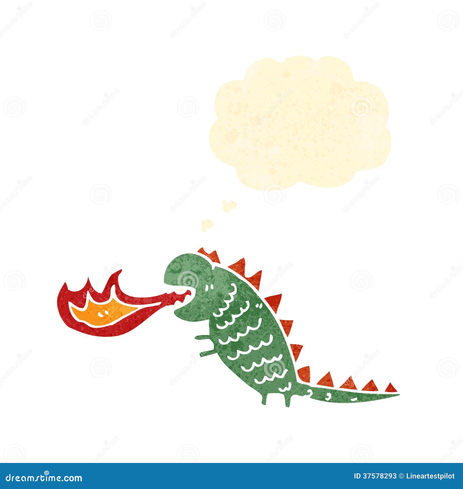 Retro Cartoon Fire Breathing Monster Stock Vector - Illustration of ...