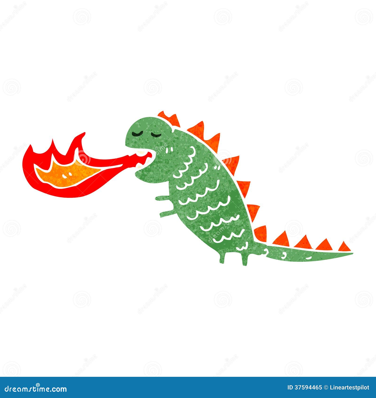 Retro Cartoon Fire Breathing Monster Stock Vector - Illustration of ...