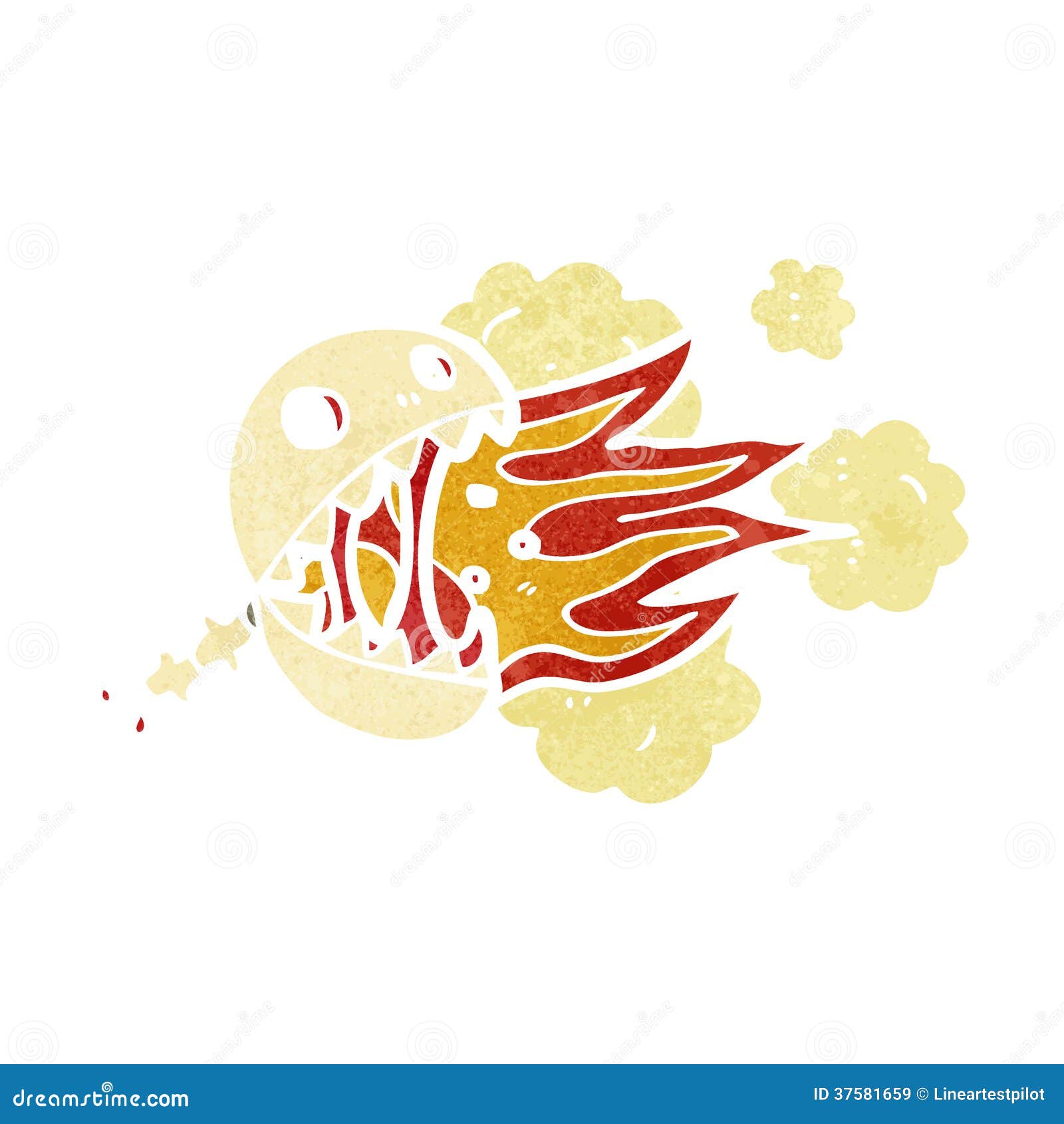 Retro Cartoon Fire Breathing Skull Stock Vector - Illustration of ...