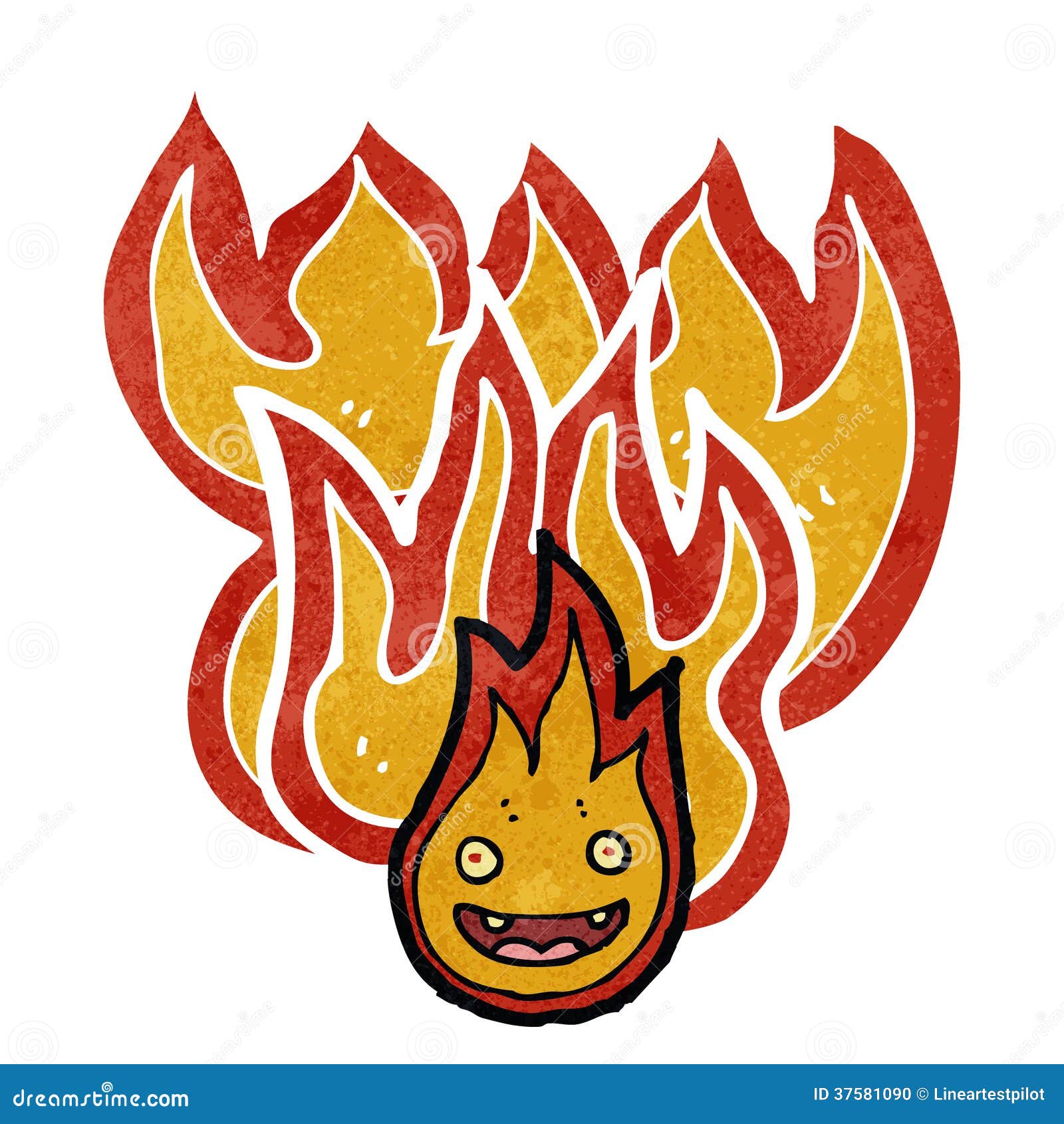 Retro Cartoon Fire Character Stock Vector - Illustration of traditional ...