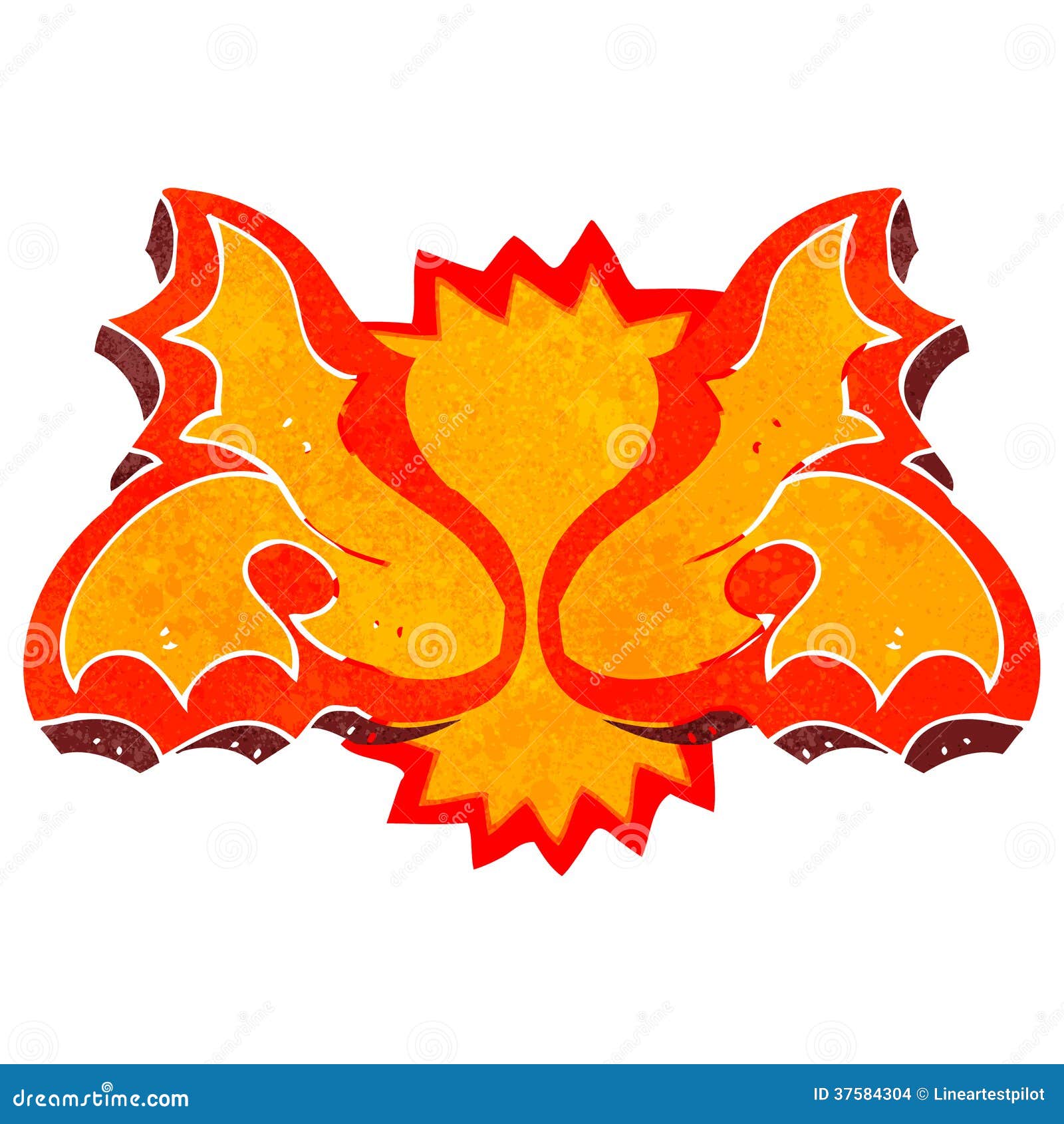 Retro Cartoon Fire Decorative Element Stock Illustration - Illustration ...
