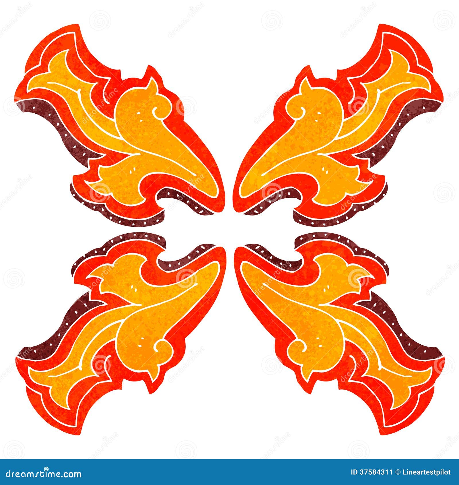 Retro Cartoon Fire Decorative Element Stock Illustration - Illustration ...