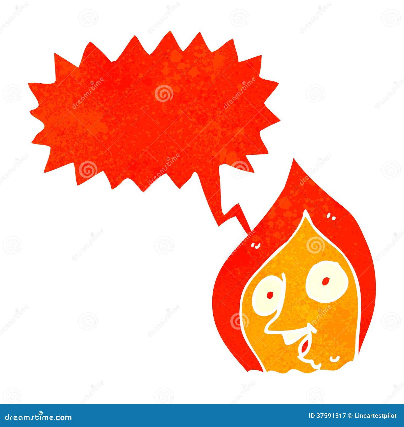 Retro Cartoon Fire with Speech Bubble Stock Vector - Illustration of ...