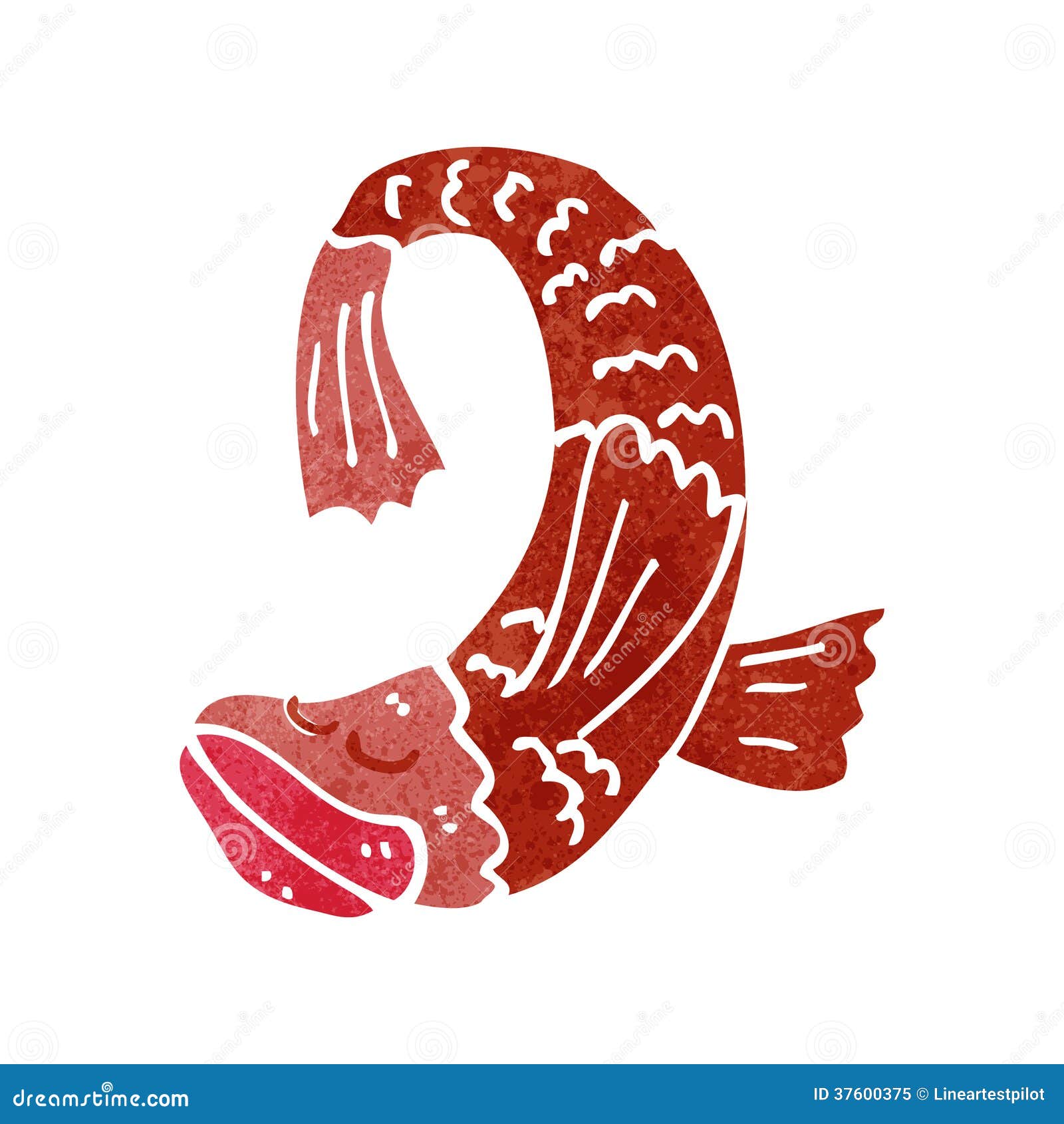 Retro cartoon fish stock vector. Illustration of hand - 37600375