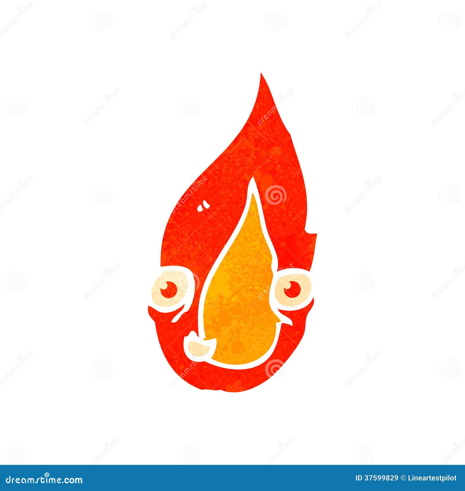 Retro Cartoon Flame Character Stock Vector - Illustration of watercolor ...
