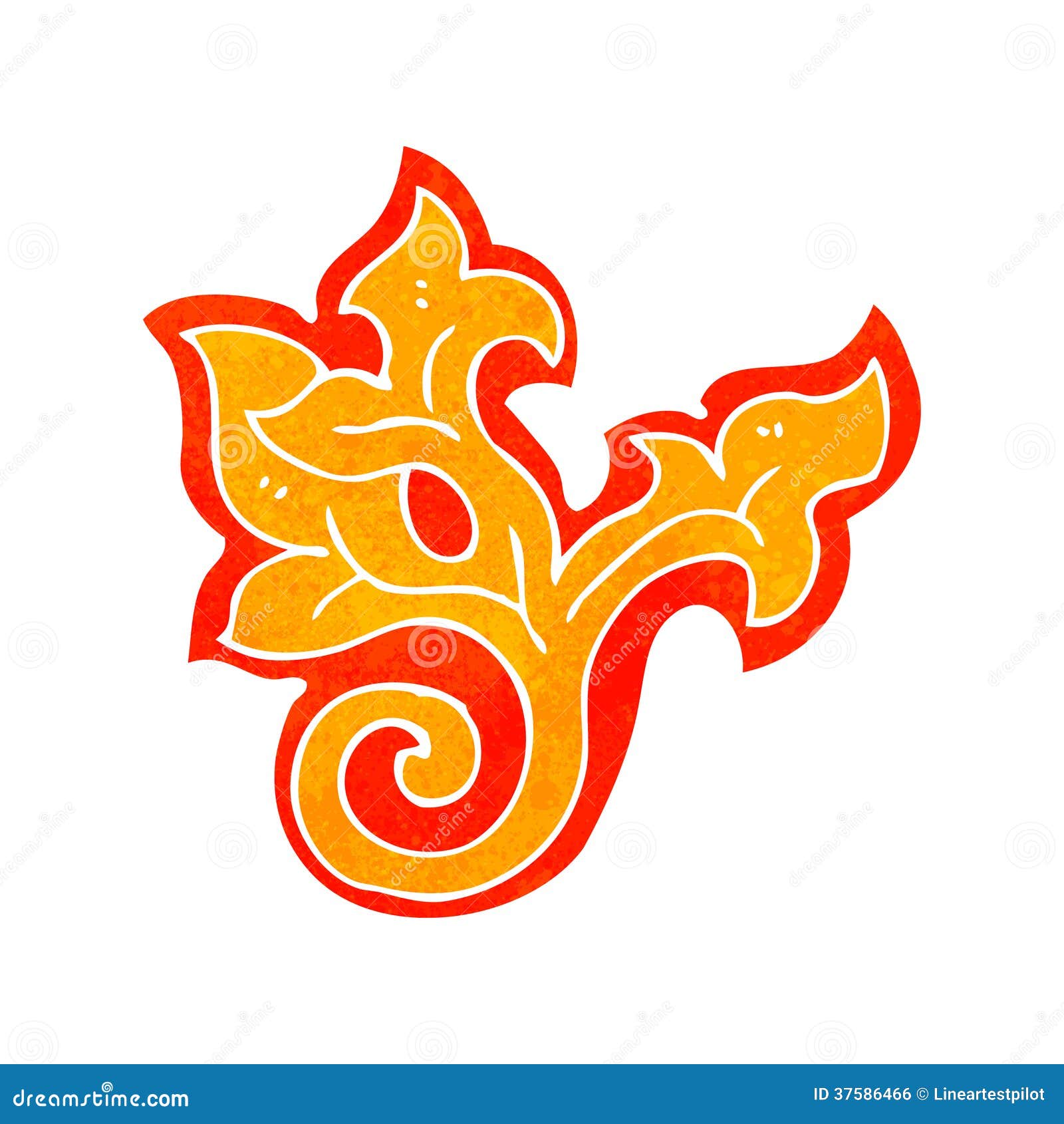 Retro Cartoon Flame Decorative Element Stock Vector - Illustration of ...