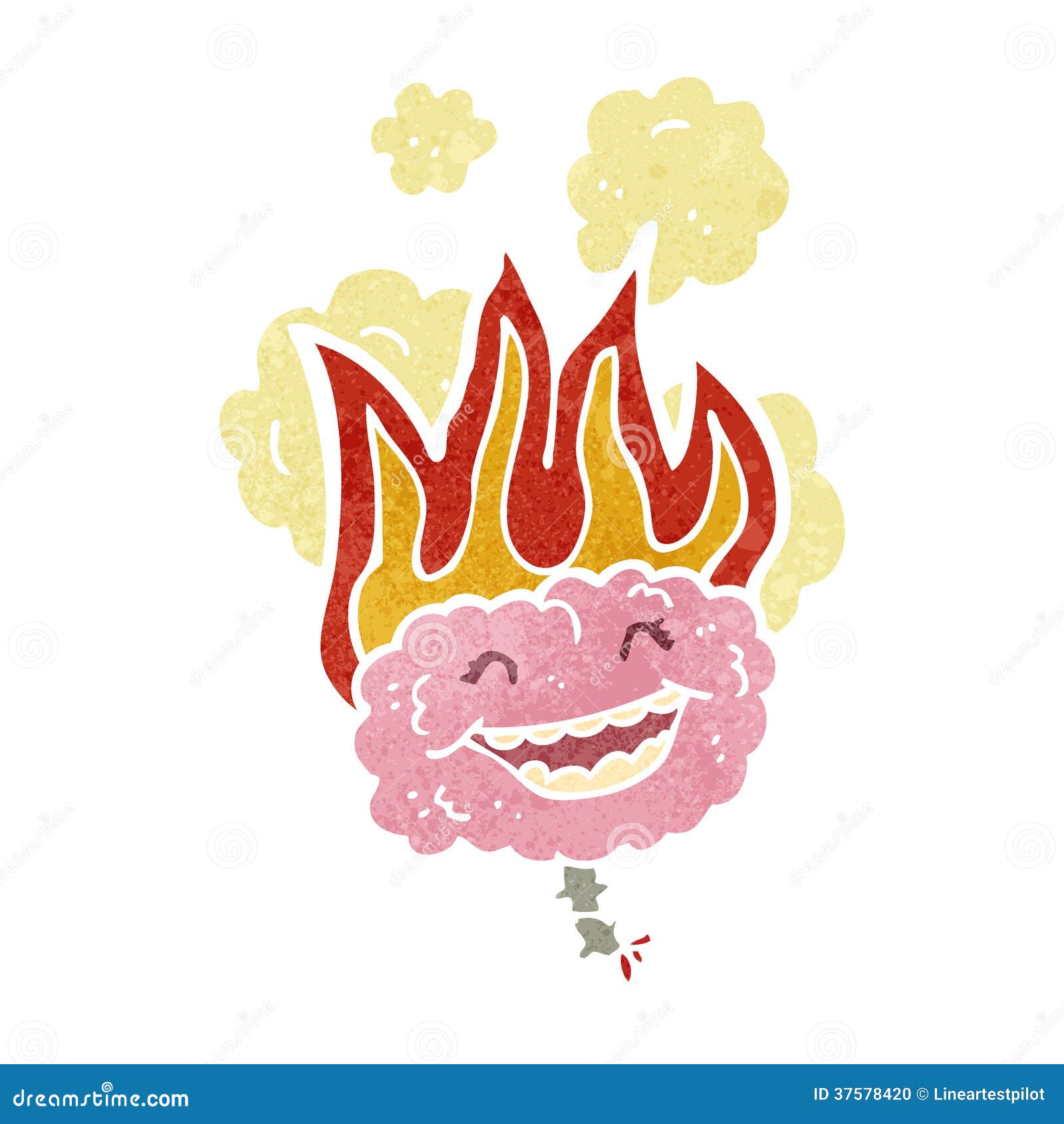 Retro Cartoon Flaming Brain Stock Vector - Illustration of mind, funny ...