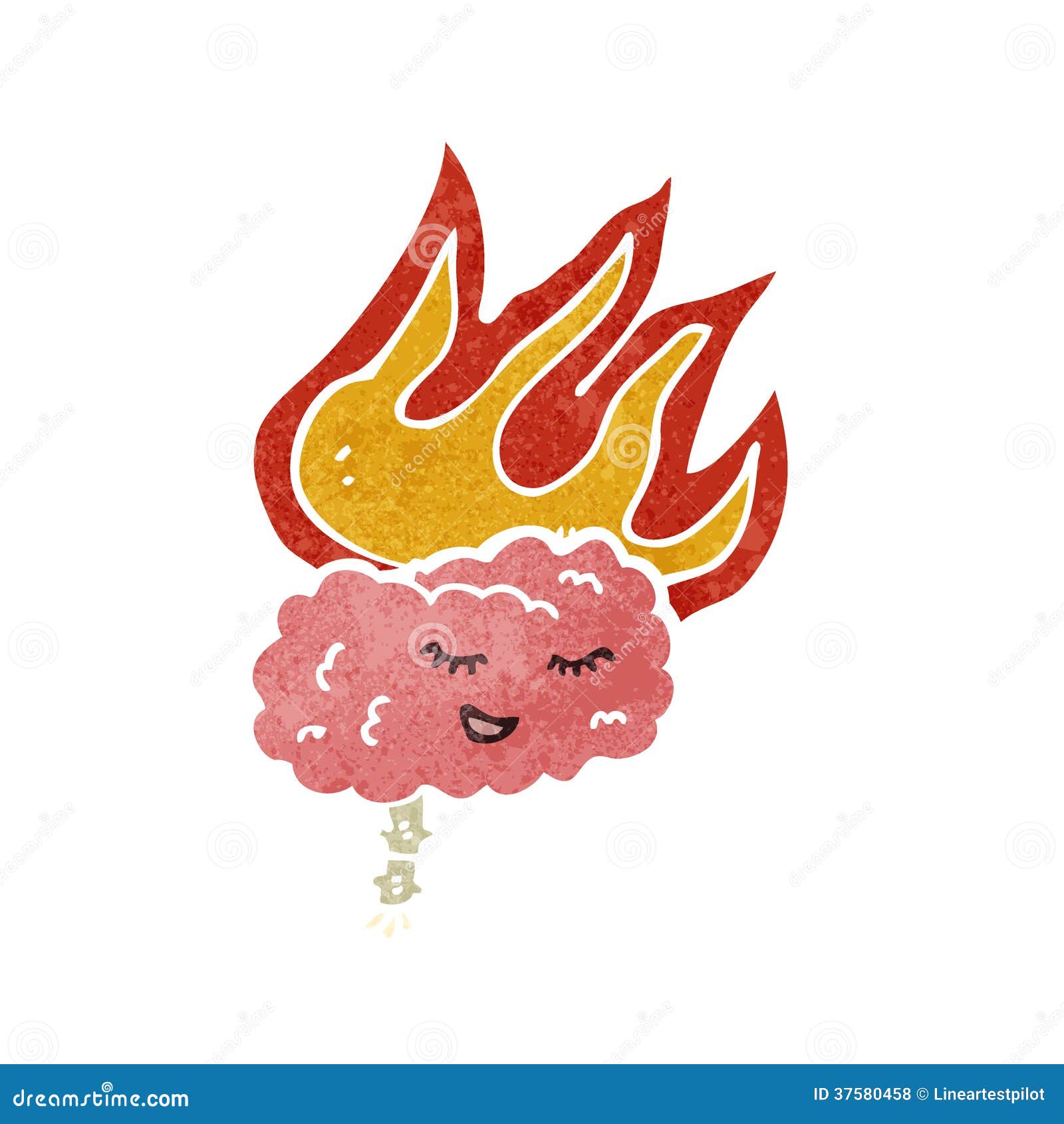 Retro Cartoon Flaming Brain Stock Vector - Illustration of doodle ...