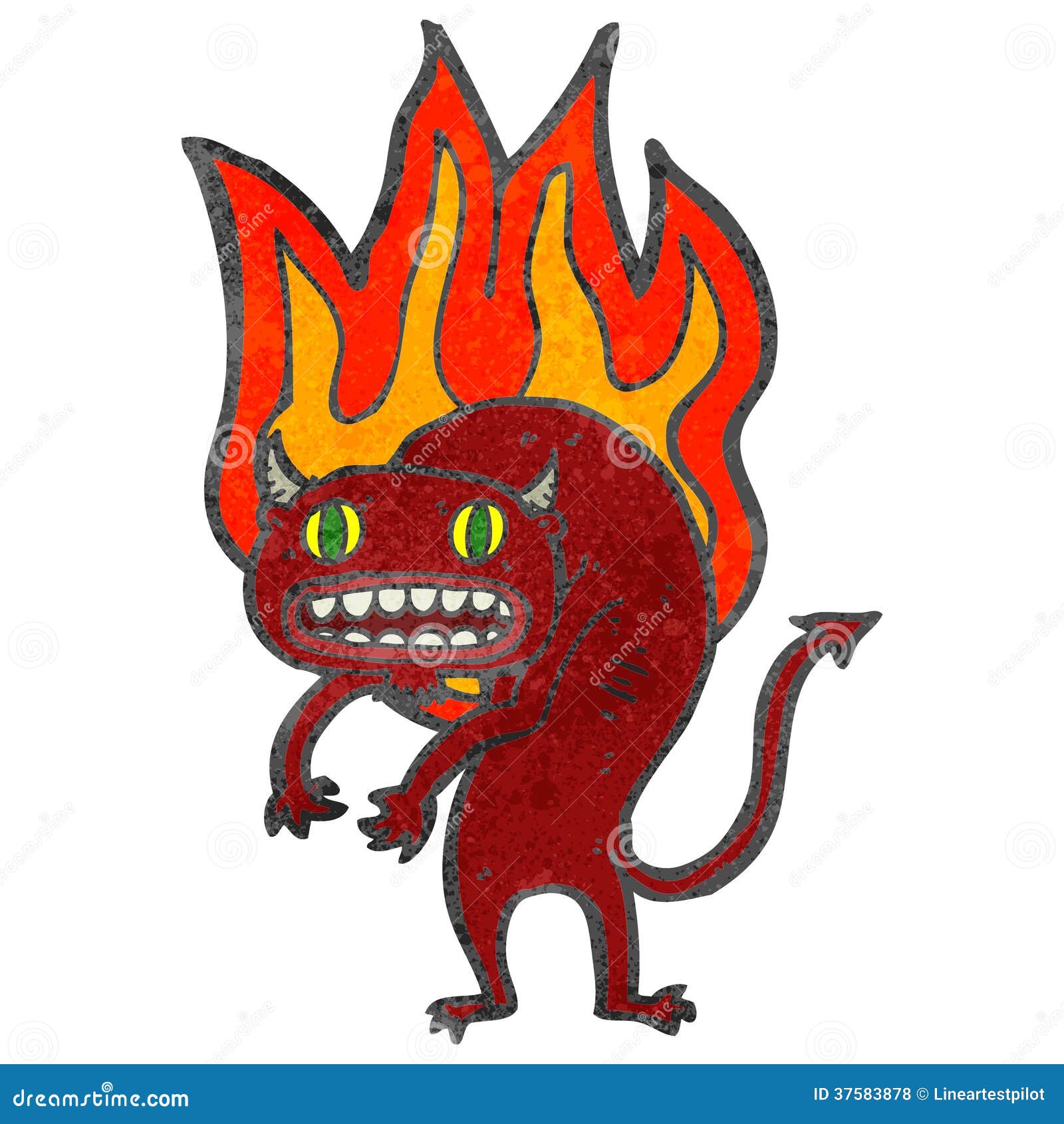 Retro Cartoon Flaming Devil Stock Vector - Illustration of monster ...