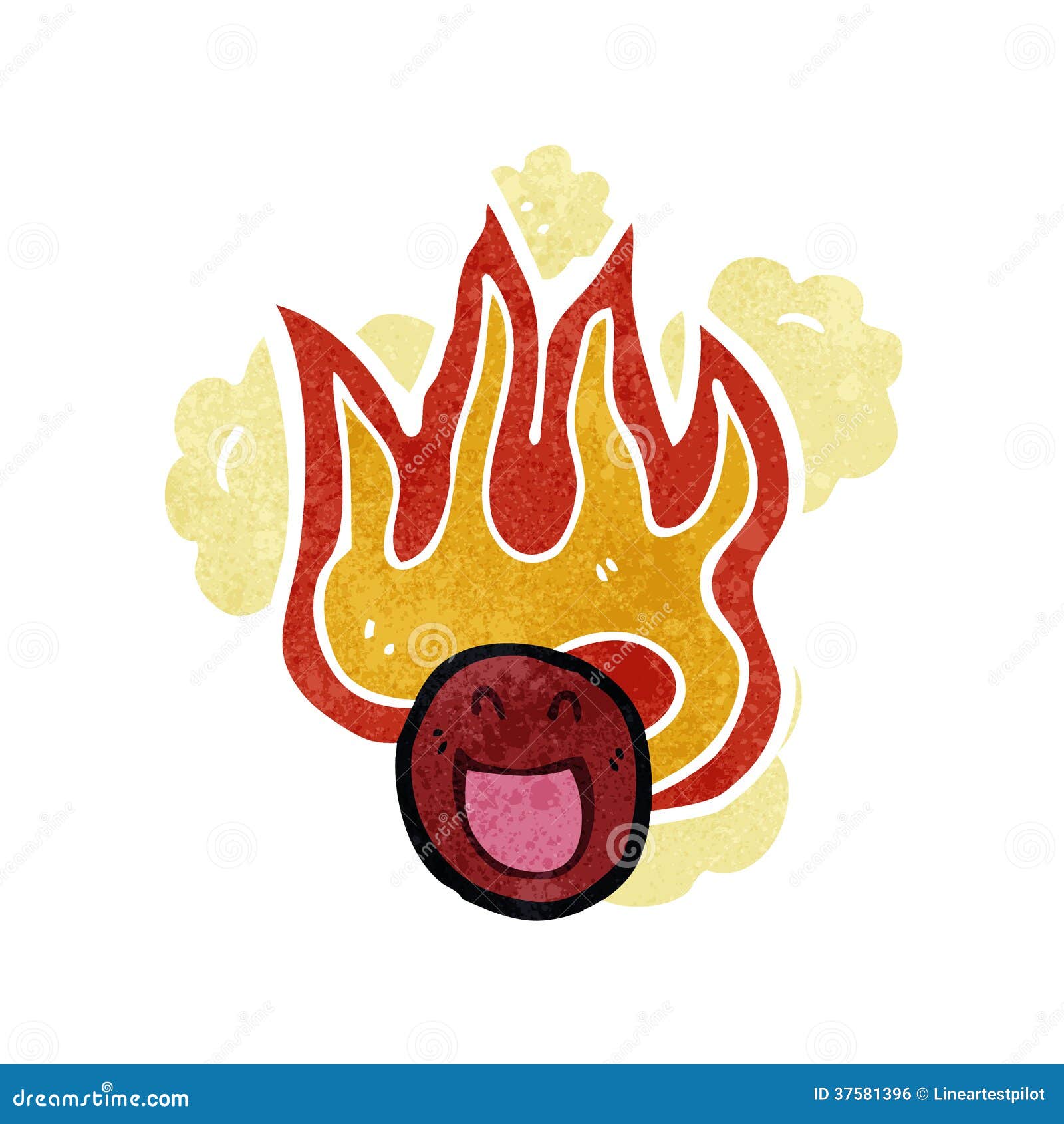 Retro Cartoon Flaming Face Symbol Stock Vector - Illustration of quirky ...