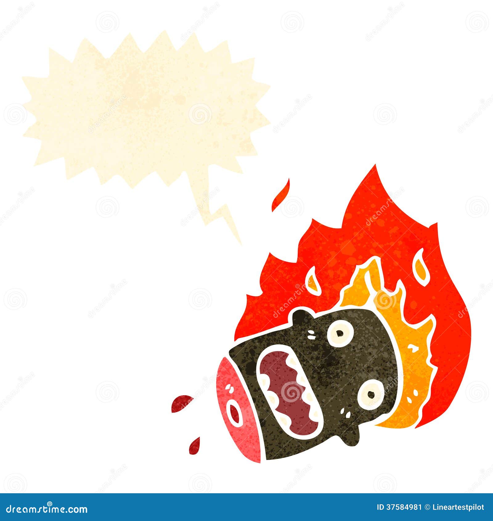 Retro cartoon flaming head stock vector. Illustration of scary - 37584981