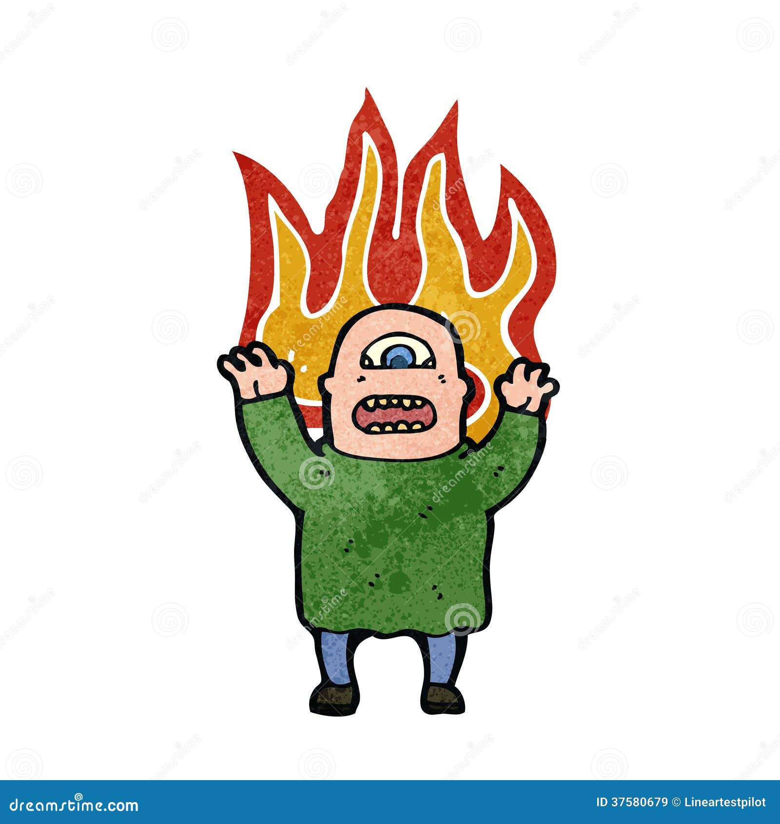 Retro cartoon flaming ogre stock vector. Illustration of drawn - 37580679
