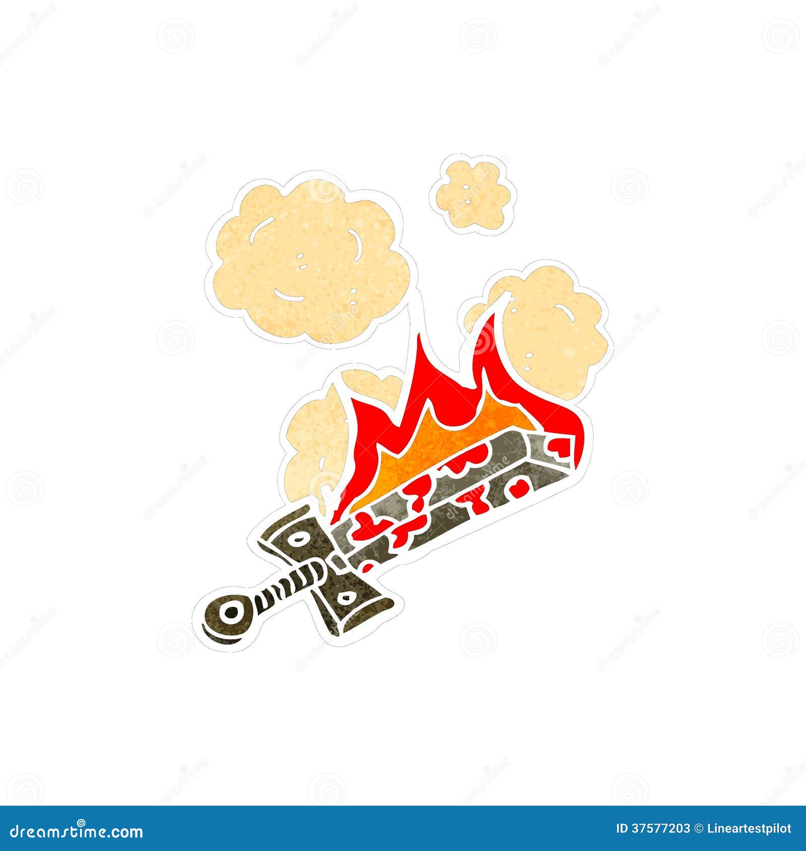 Retro Cartoon Flaming Sword Stock Vector - Illustration of cute ...