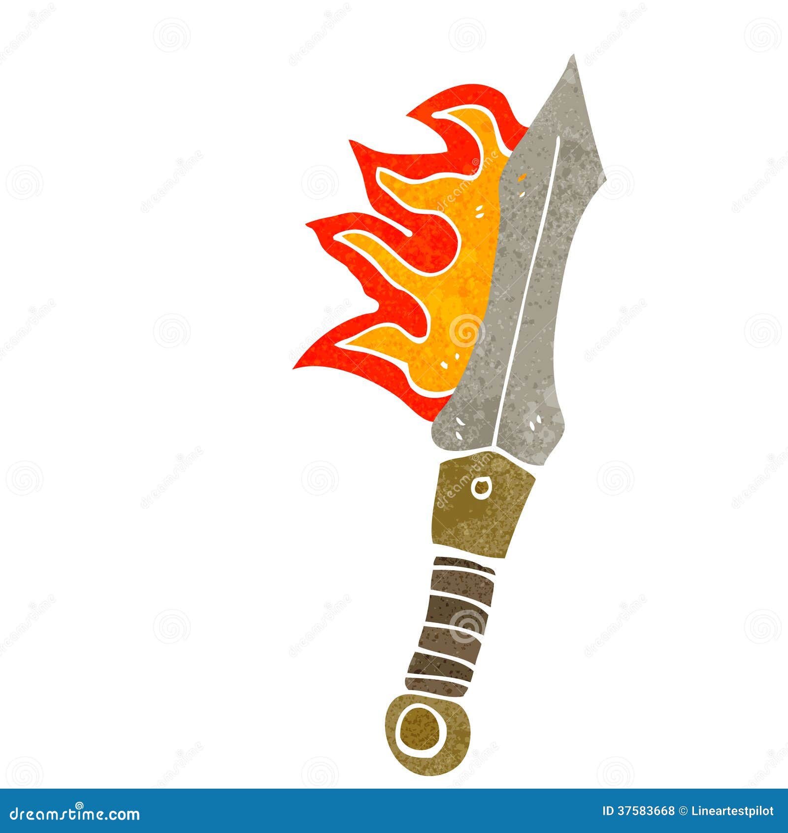 Retro Cartoon Flaming Sword Stock Illustration - Illustration of quirky ...