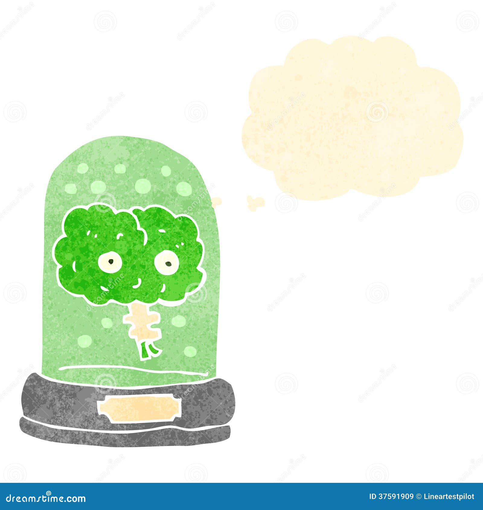 Retro Cartoon Floating Brain in Jar Stock Vector - Illustration of ...