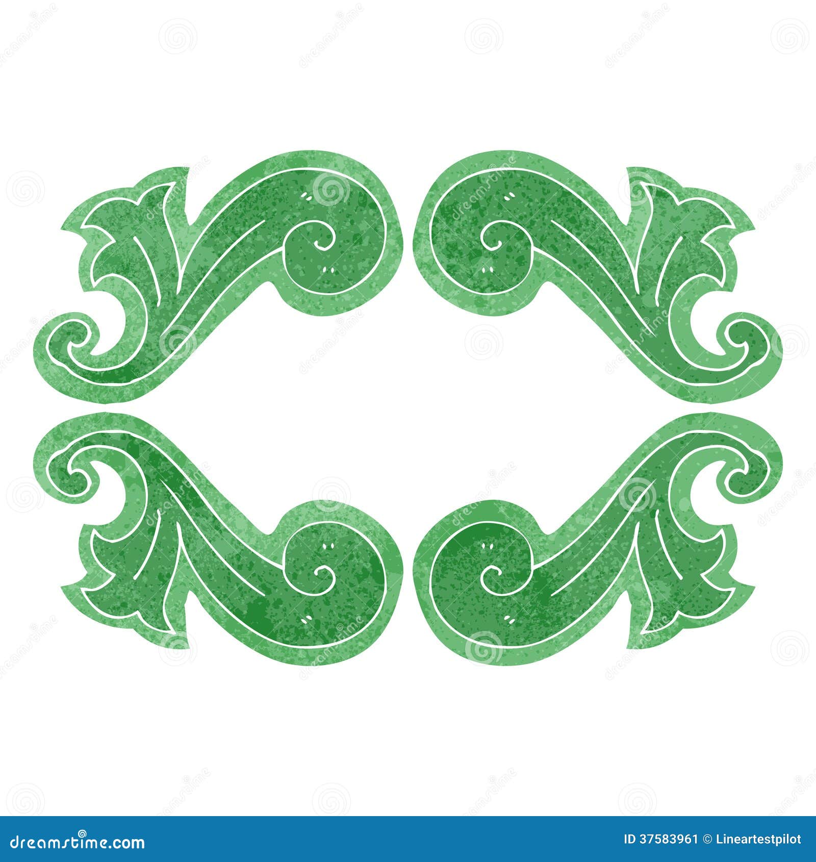 Retro Cartoon Floral Leaf Decorative Pattern Stock Illustration ...