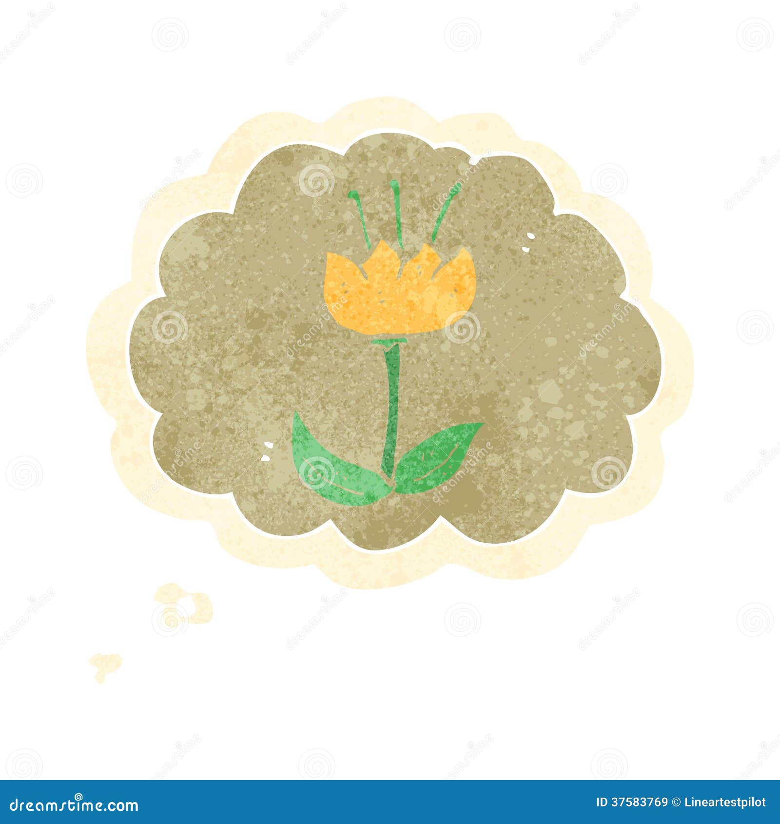 Retro Cartoon Flower Symbol Stock Illustration - Illustration of ...