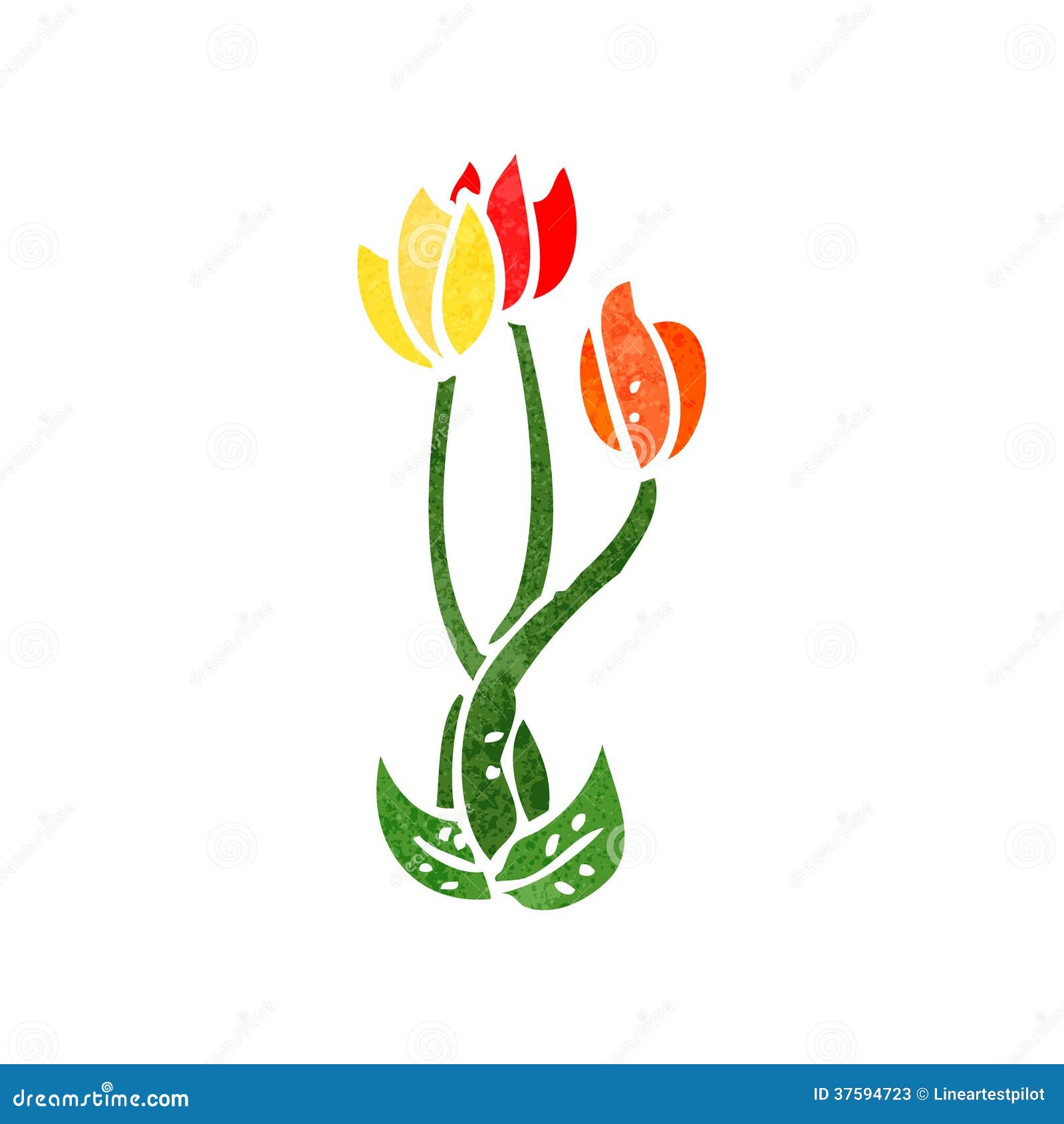 Retro Cartoon Flower Symbol Stock Vector - Illustration of watercolor ...