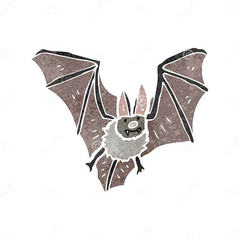 Retro cartoon flying bat stock vector. Illustration of artwork - 37595371