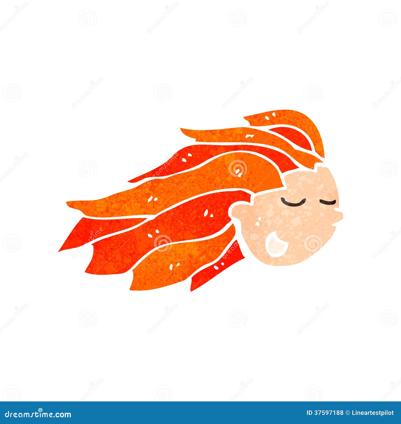 Retro cartoon flying head stock illustration. Illustration of hair ...