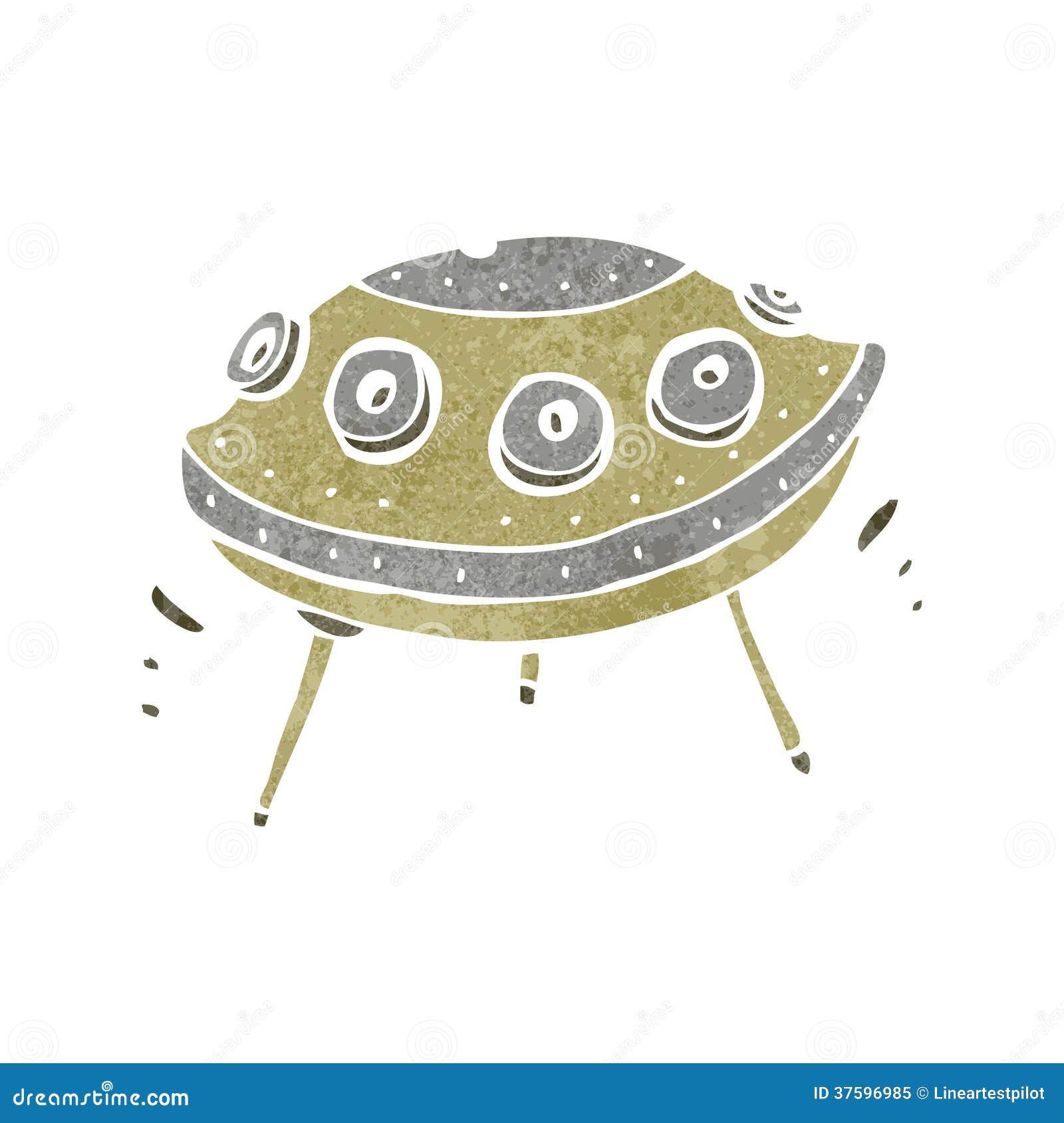 Retro Cartoon Flying Saucer Stock Vector - Illustration of drawn ...