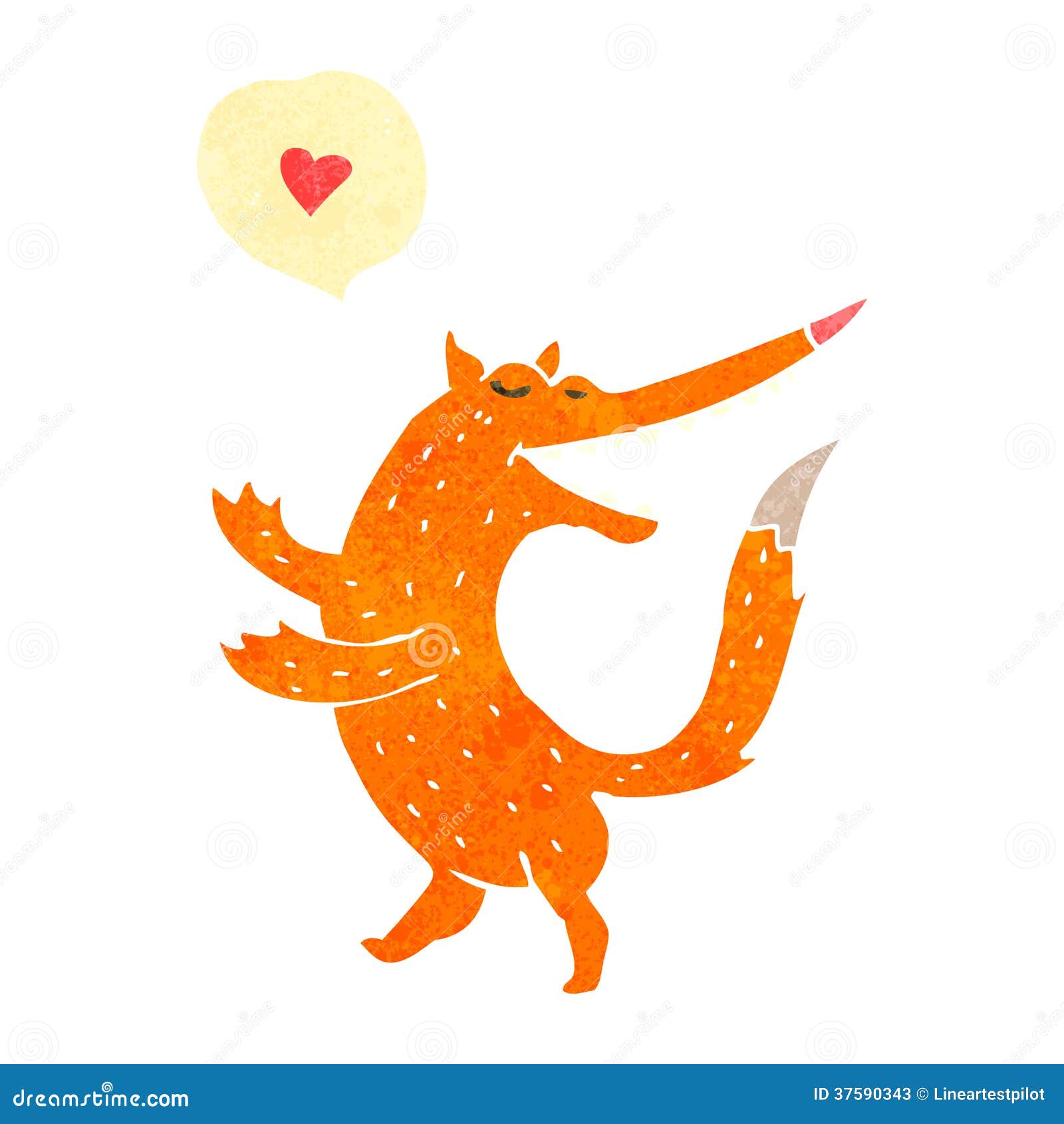 Retro cartoon fox in love stock vector. Illustration of bubble - 37590343