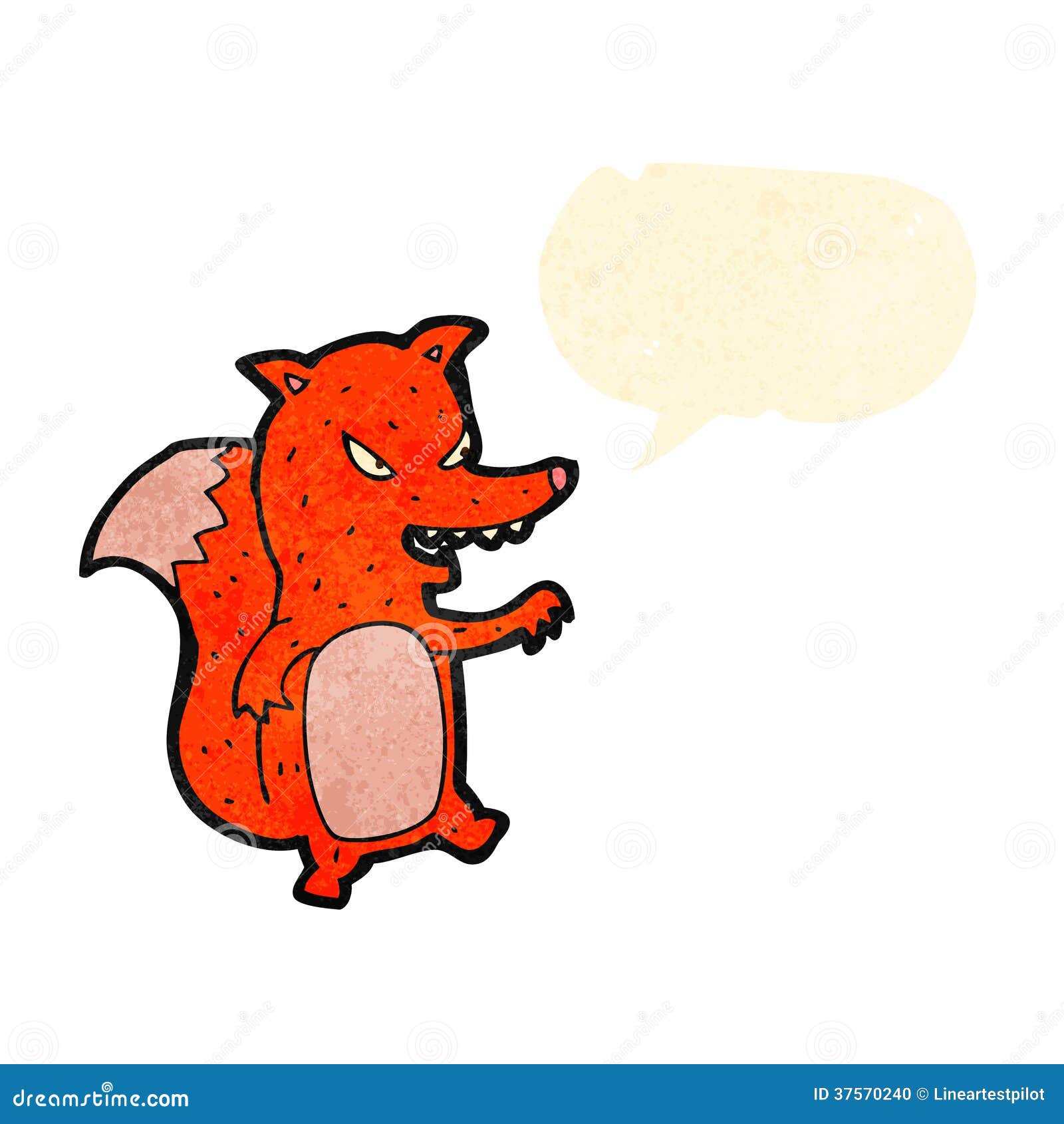 Retro Cartoon Fox with Speech Bubble Stock Vector - Illustration of ...
