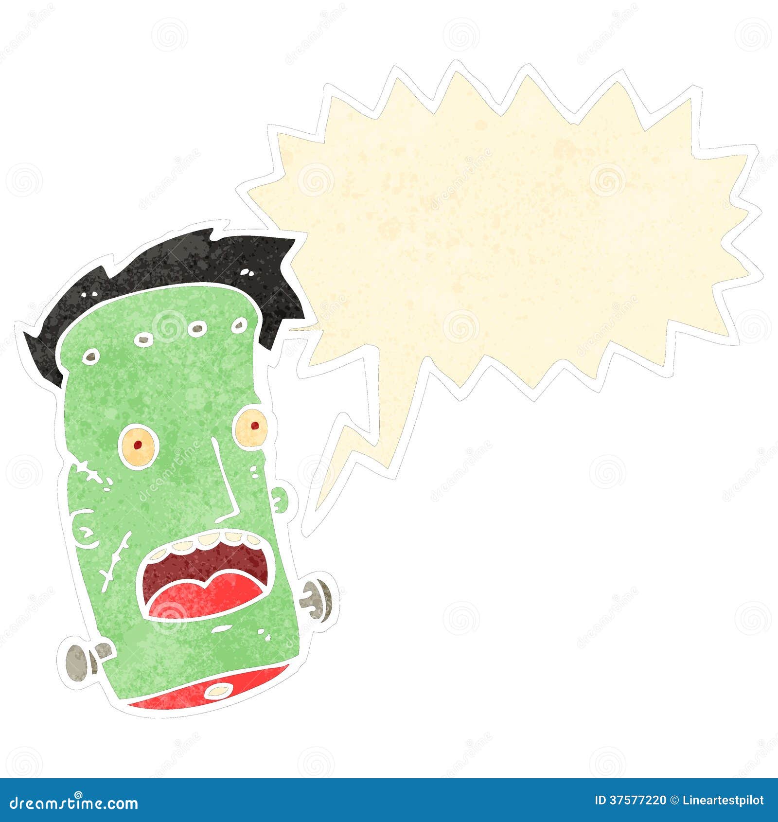 Retro Cartoon Frankenstein Monster Face Stock Vector - Illustration of ...