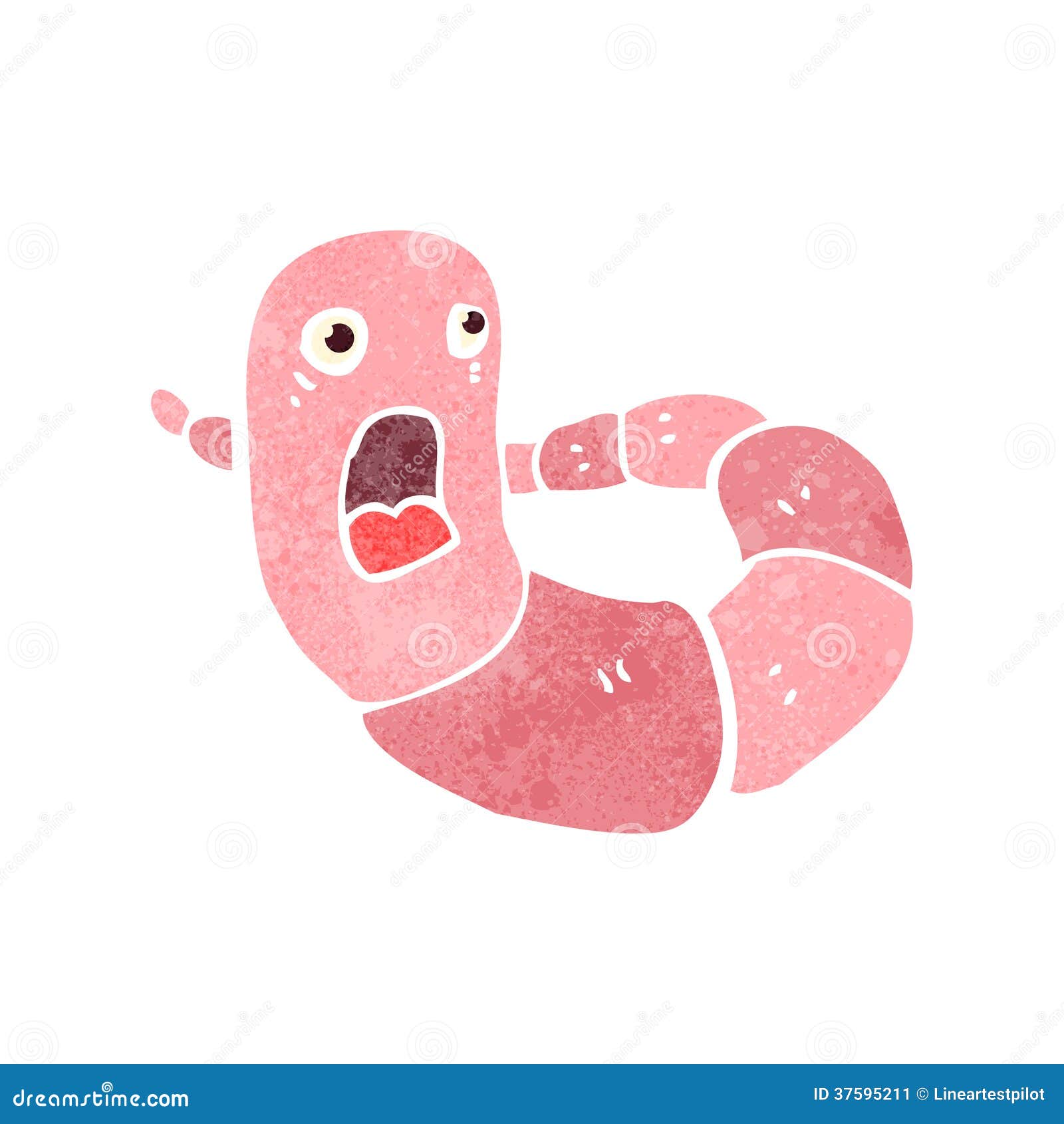 Retro Cartoon Frightened Worm Stock Vector - Illustration of cute, worm ...