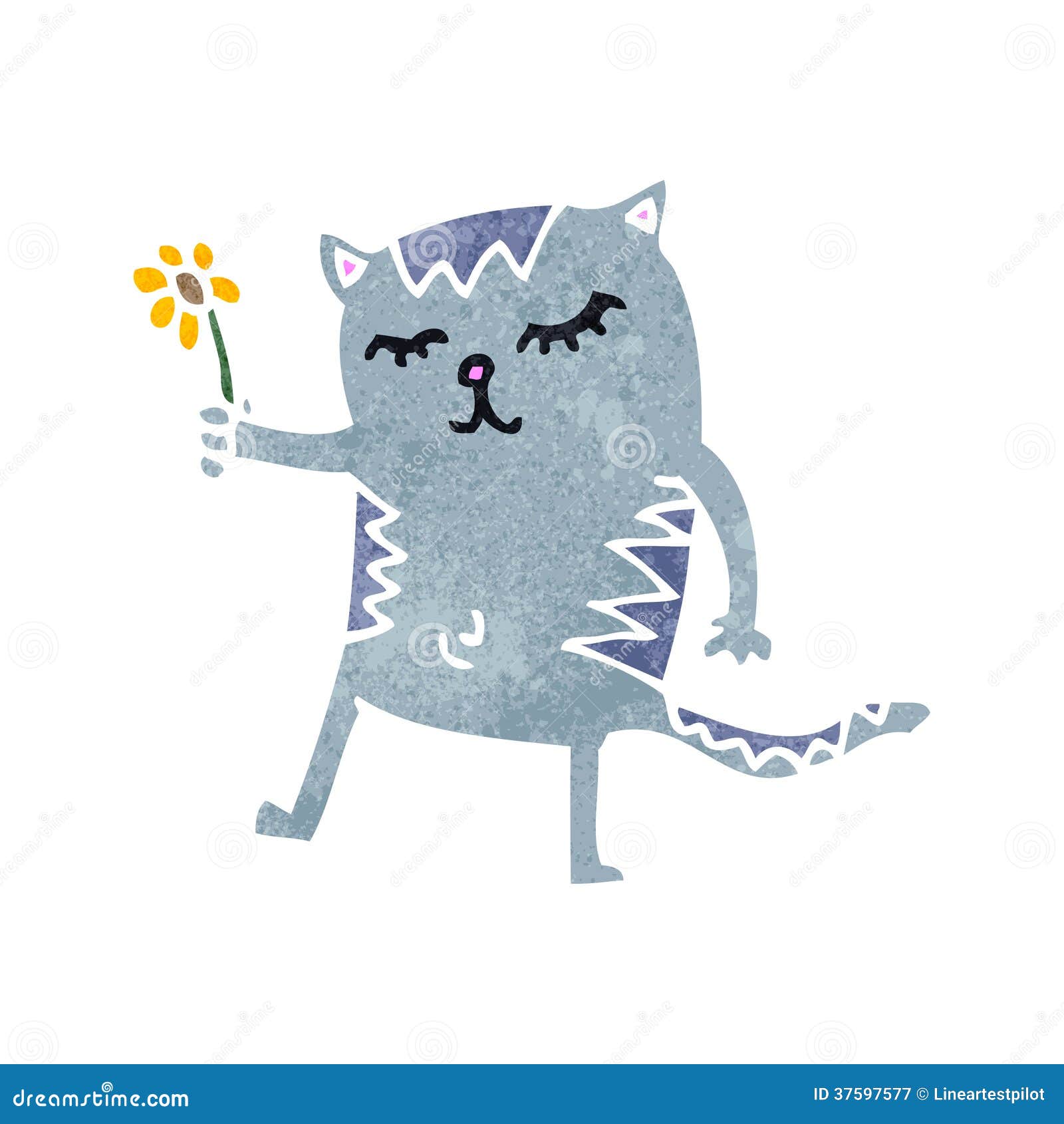 Retro cartoon funny cat stock illustration. Illustration of painted ...