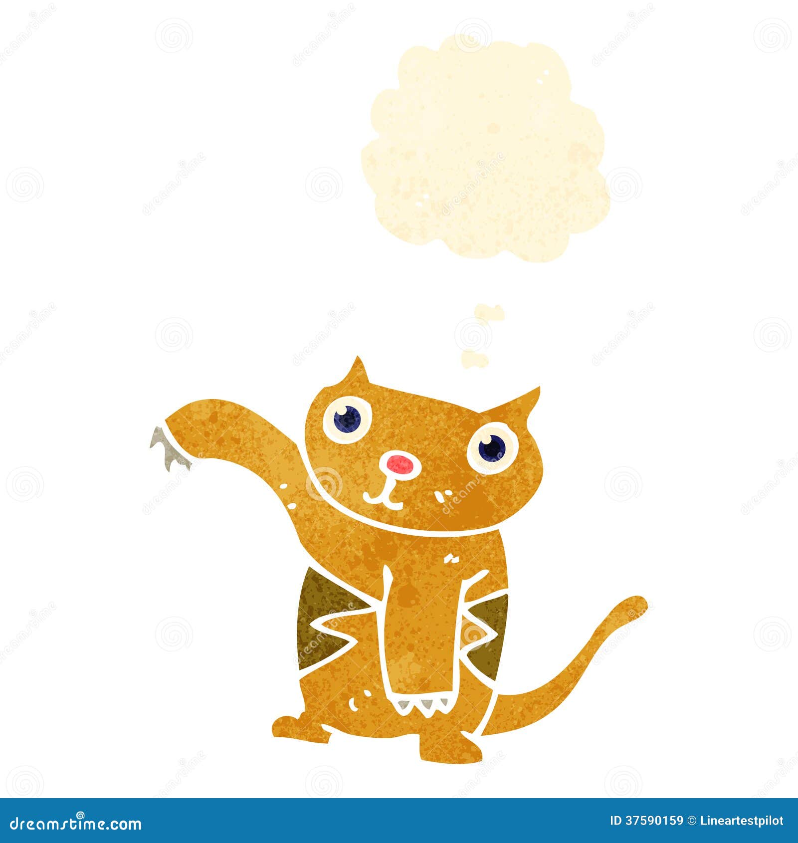 Retro Cartoon Funny Little Cat Stock Illustration - Illustration of ...