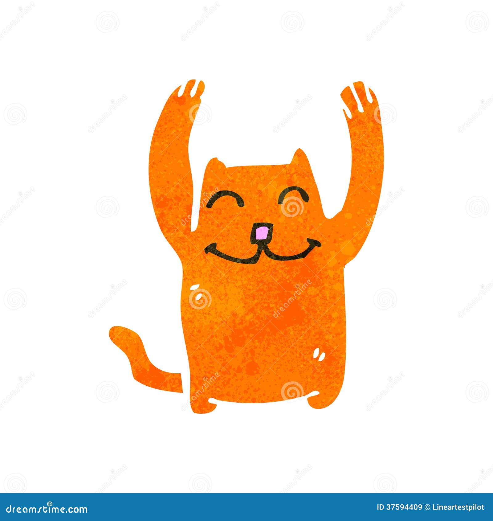 Retro Cartoon Funny Little Cat Stock Vector - Illustration of character ...