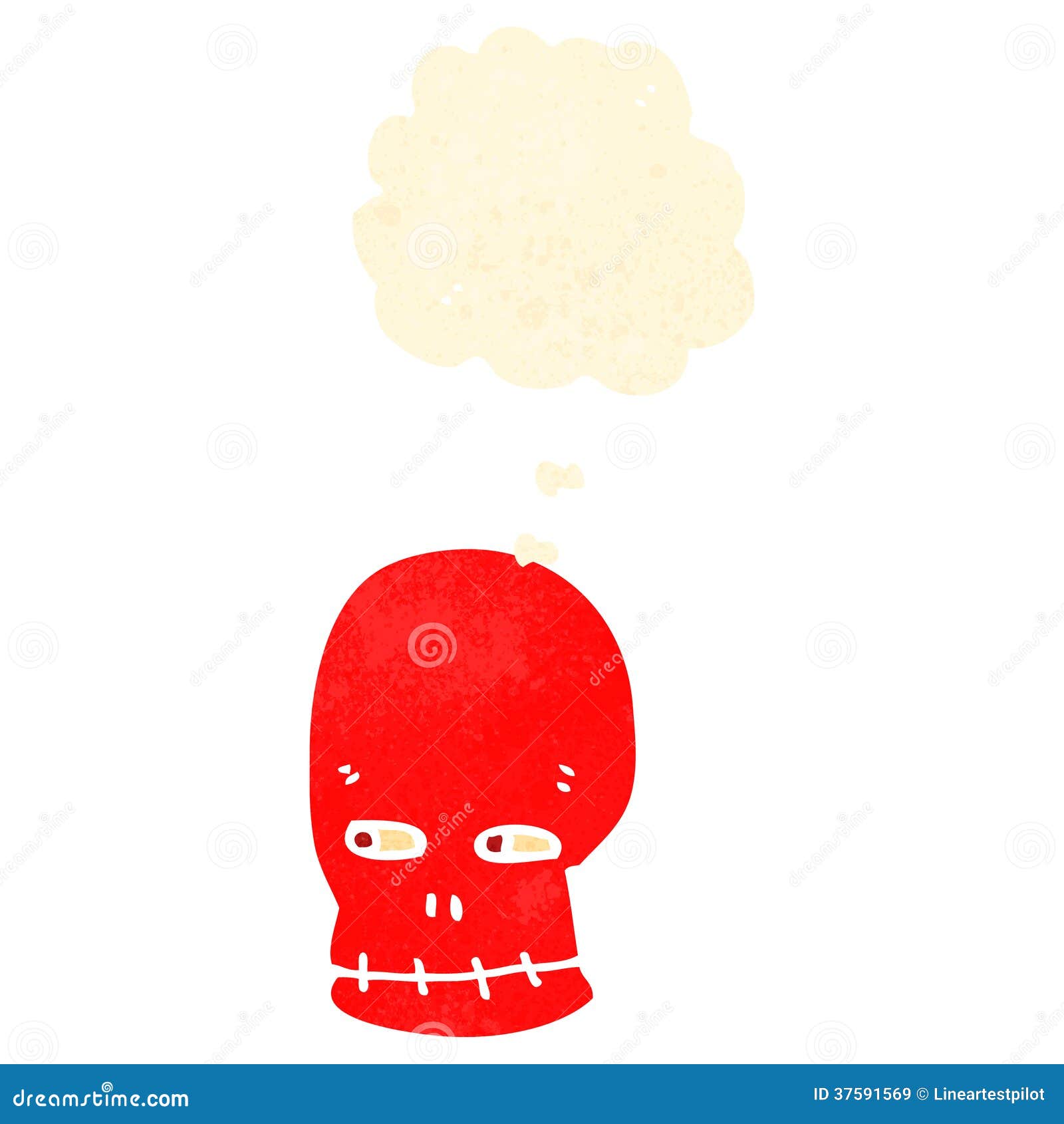 Retro Cartoon Funny Red Skull Stock Vector - Illustration of thought ...