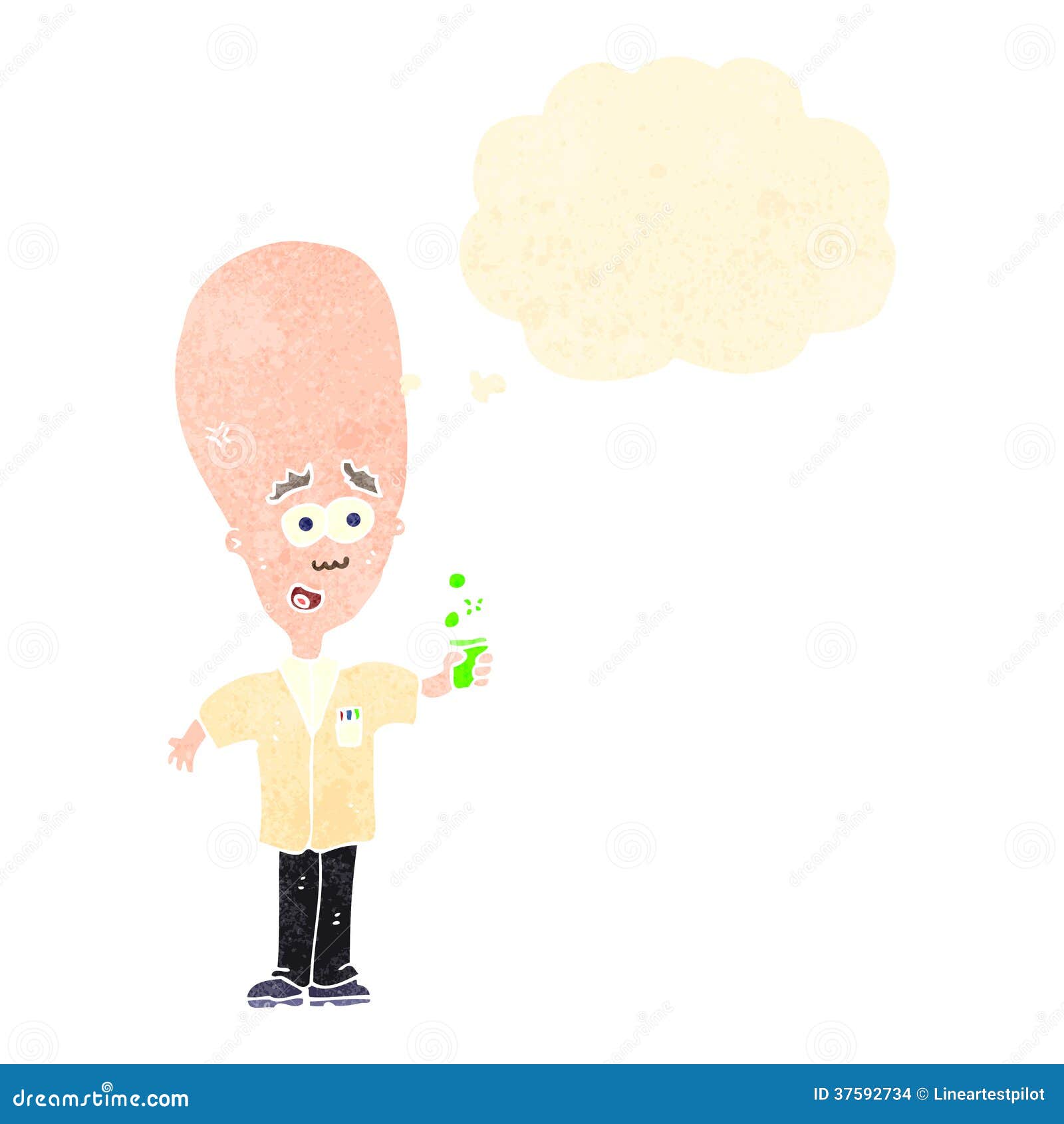 Retro Cartoon Genius Scientist with Huge Brain Stock Vector ...