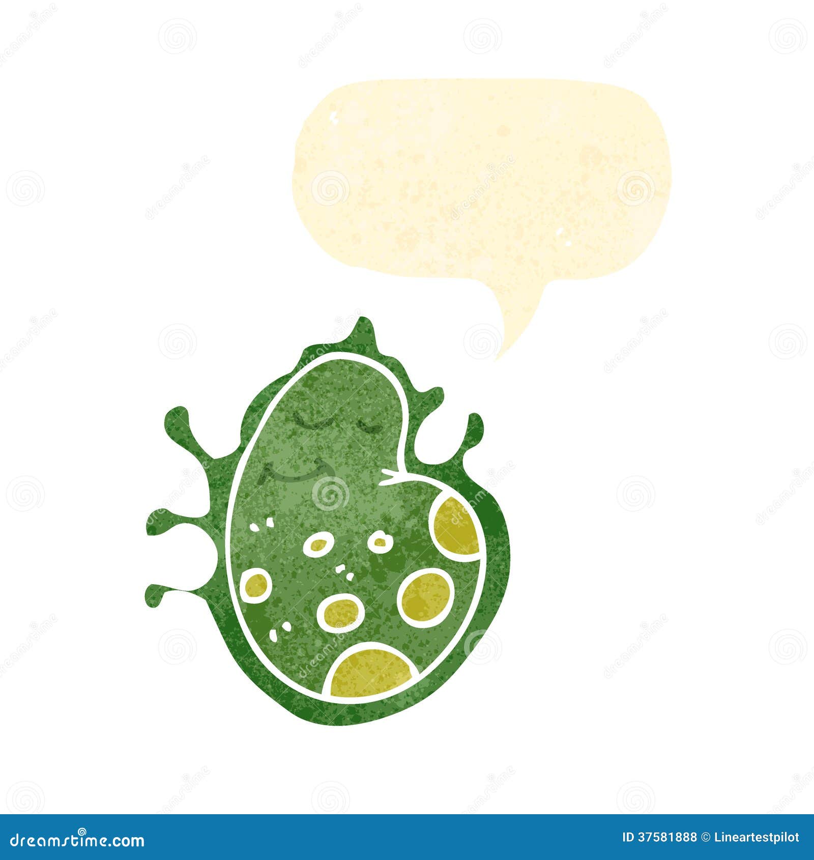 Retro Cartoon Germ with Speech Bubble Stock Vector - Illustration of ...
