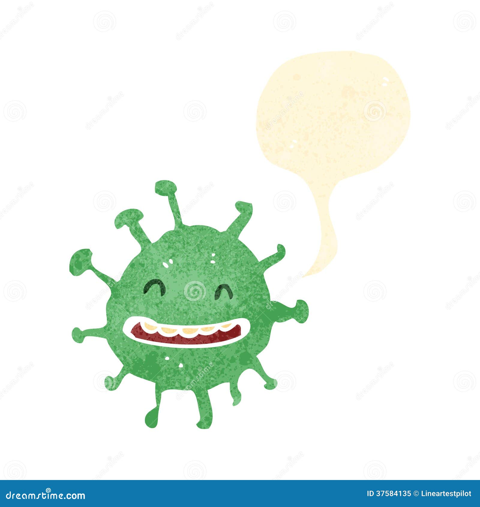 Retro Cartoon Germ with Speech Bubble Stock Illustration - Illustration ...