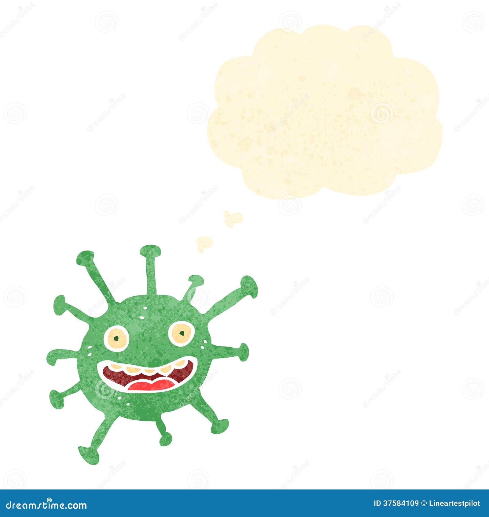 Retro Cartoon Germ with Thought Bubble Stock Illustration ...