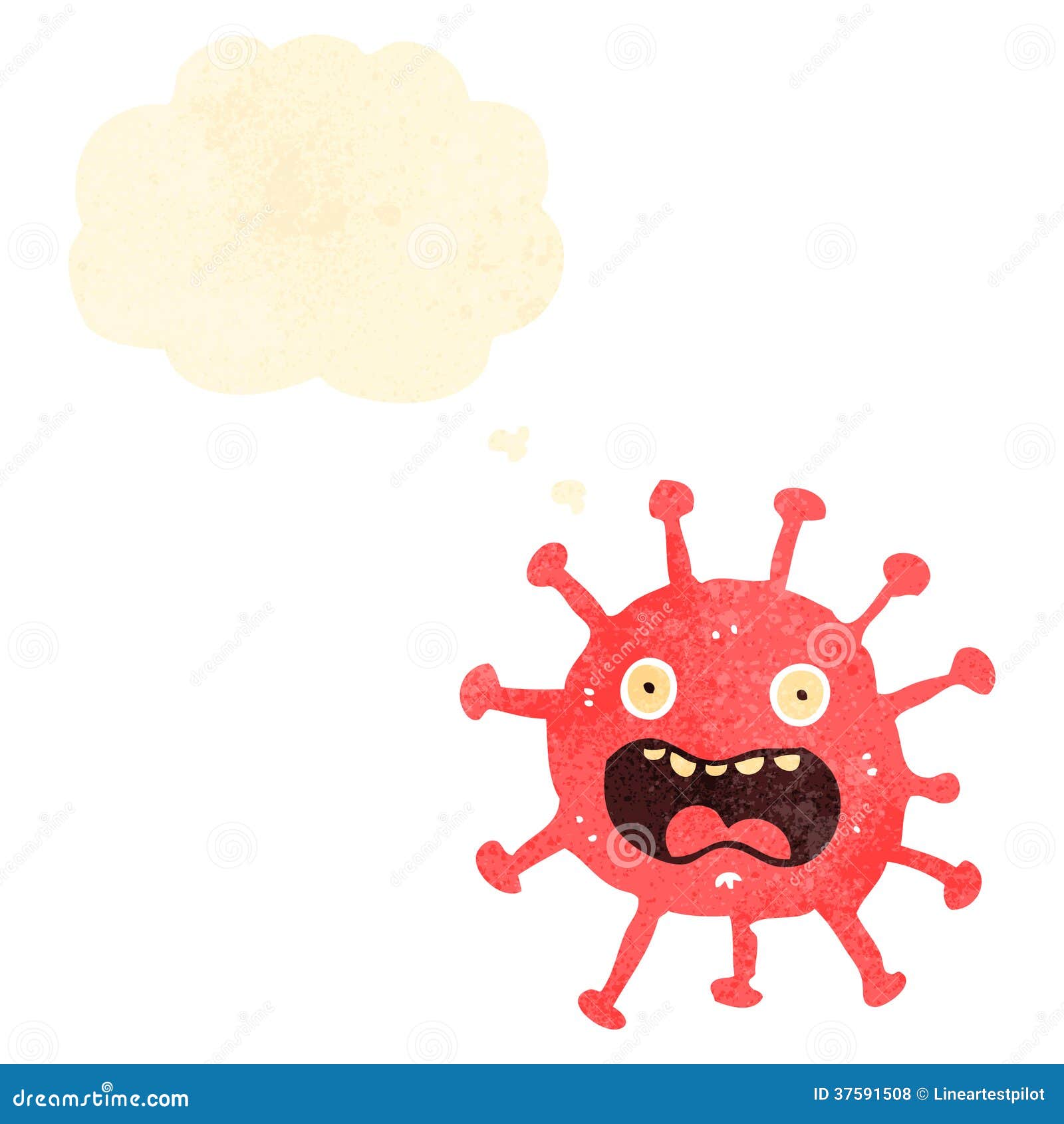 Retro Cartoon Germ with Thought Bubble Stock Vector - Illustration of ...