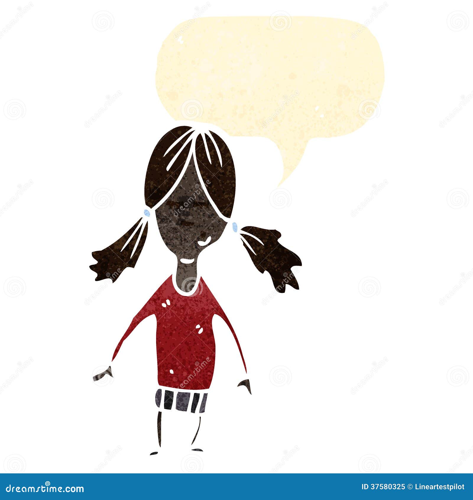 Retro cartoon girl stock vector. Illustration of texture - 37580325