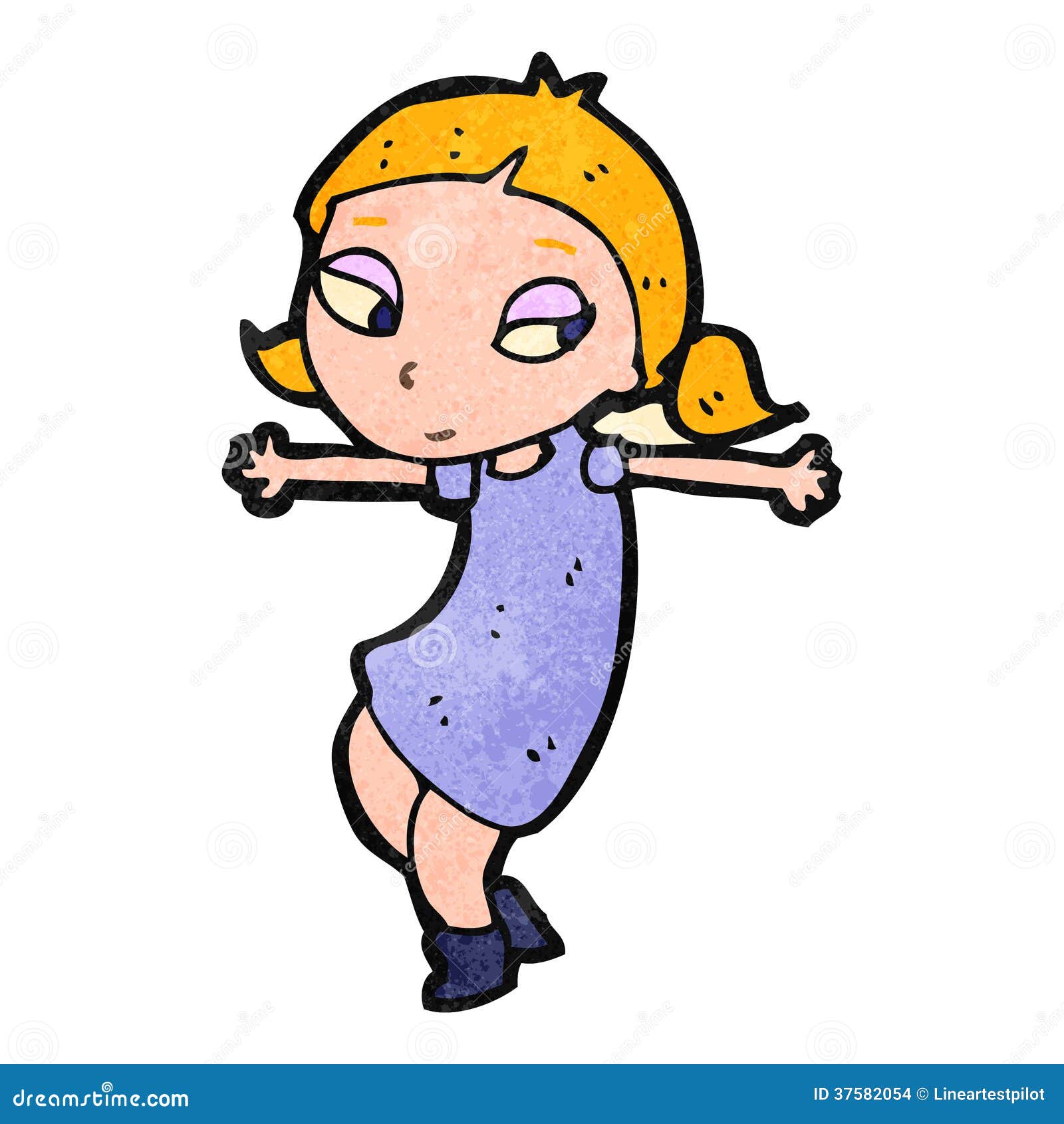 Retro cartoon girl dancing stock vector. Illustration of cute - 37582054