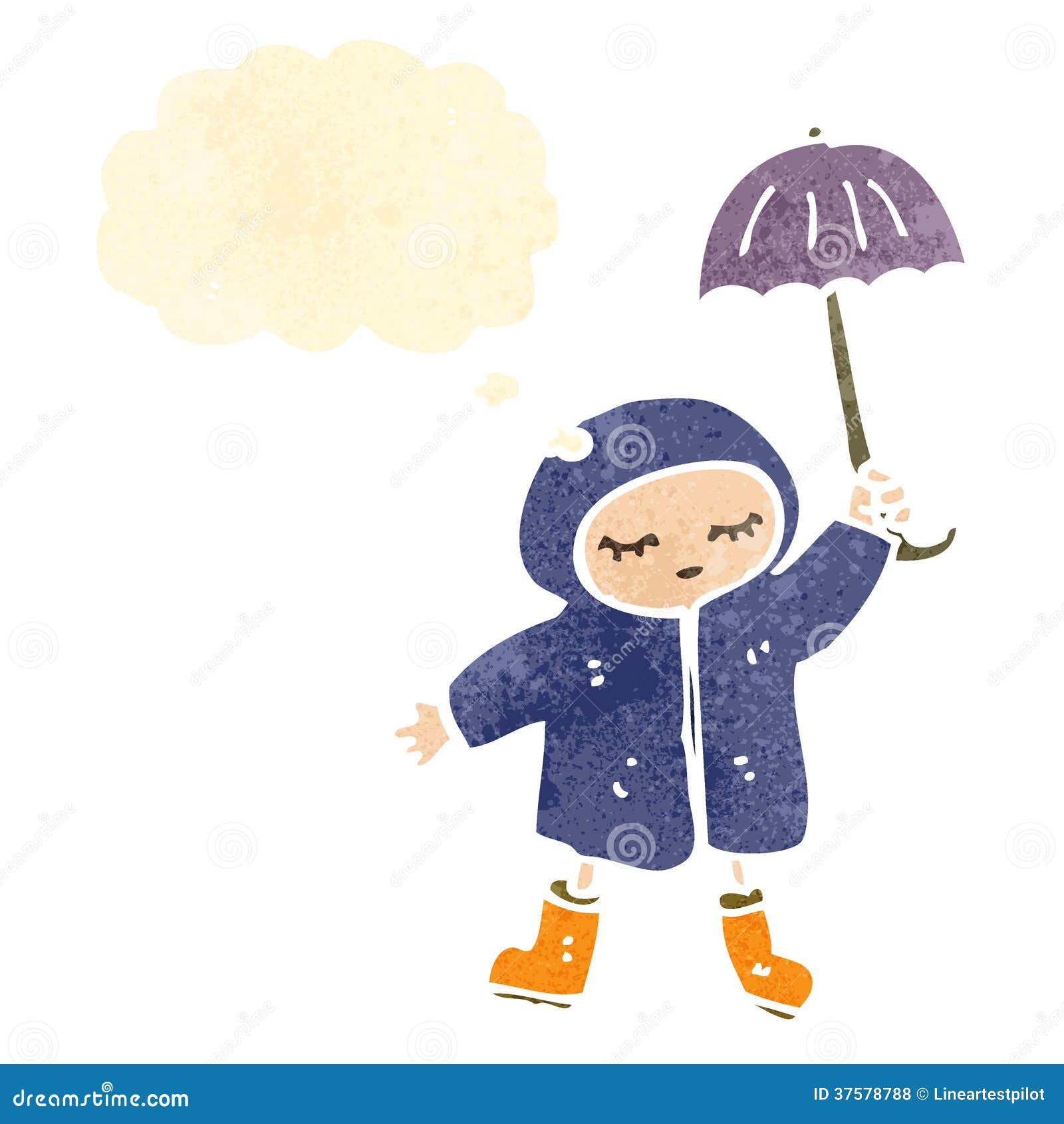 Retro Cartoon Girl Dancing in Rain Stock Vector - Illustration of ...