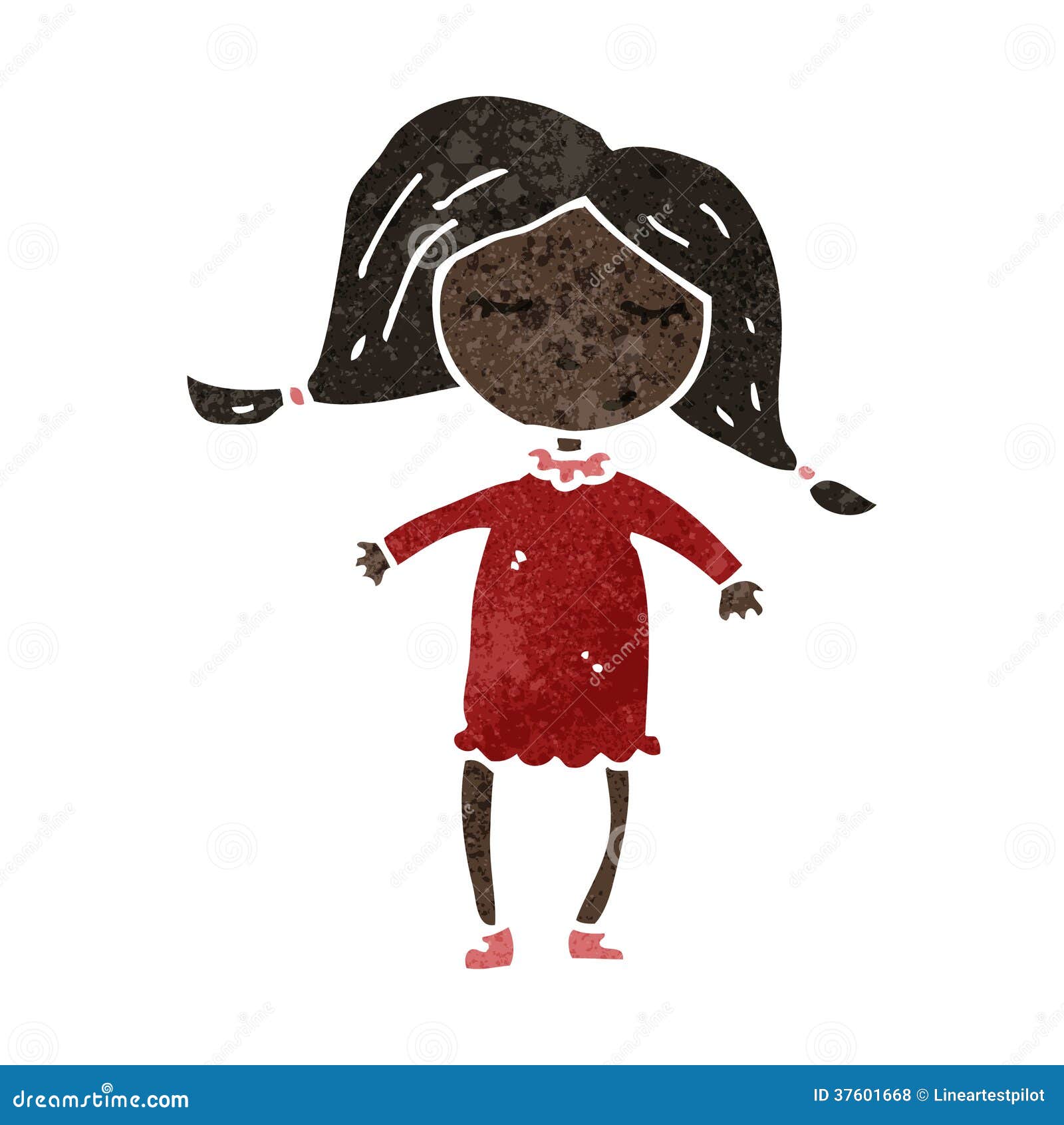 Retro cartoon girl stock illustration. Illustration of painted - 37601668