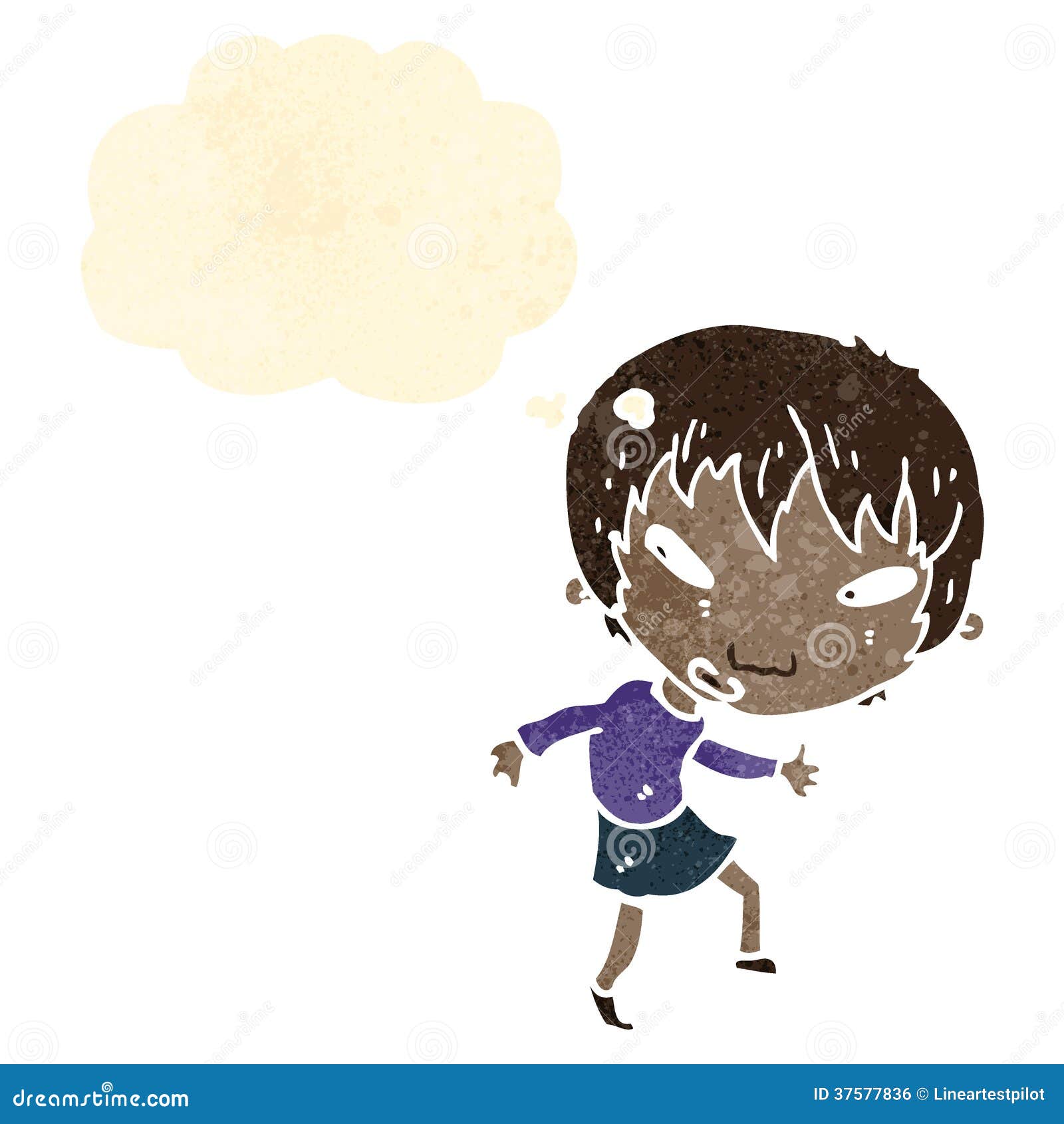 Retro Cartoon Girl Sneaking Quietly Stock Vector - Illustration of ...