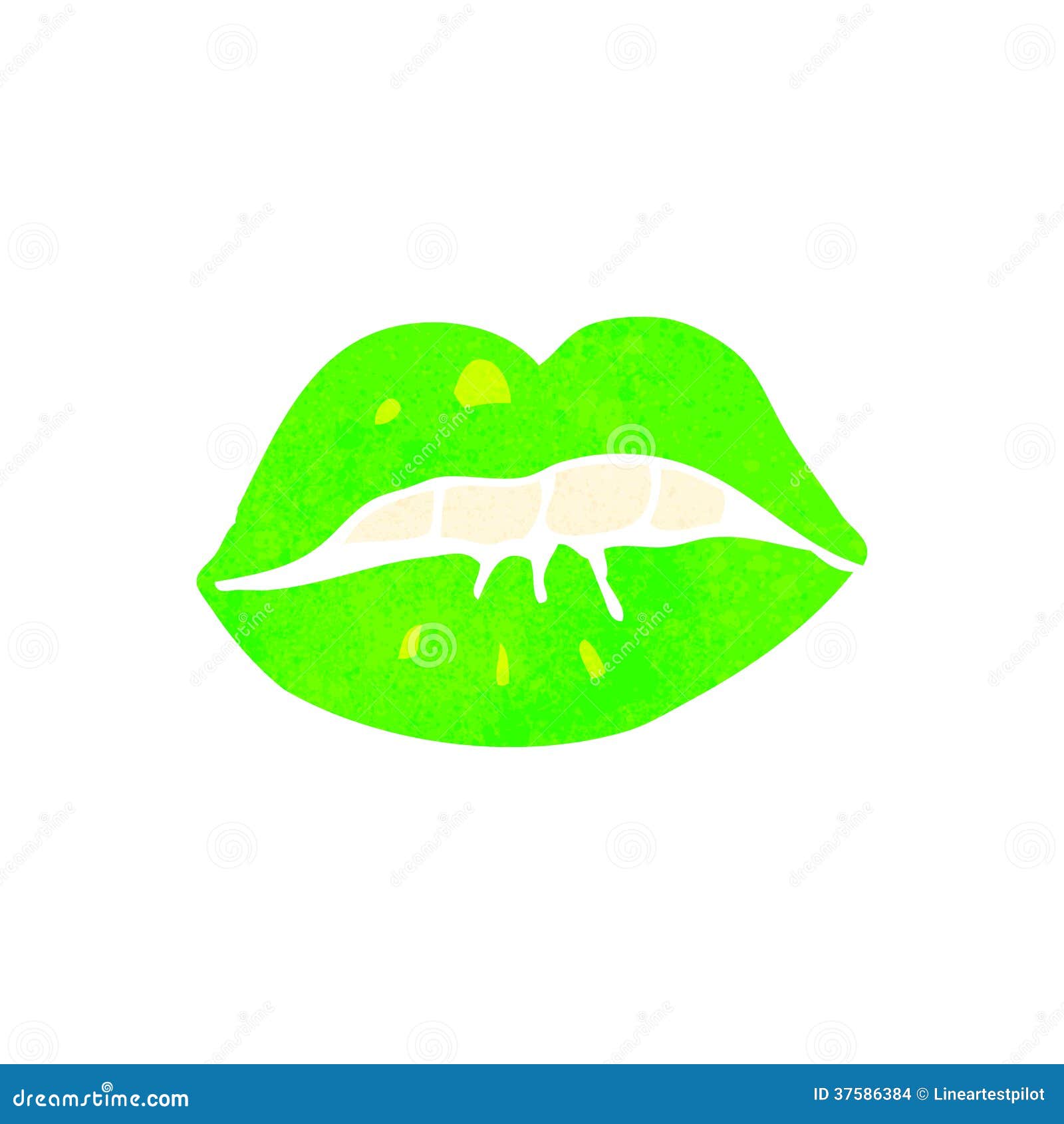 Retro Cartoon Glowing Green Lips Stock Vector - Illustration of quirky ...