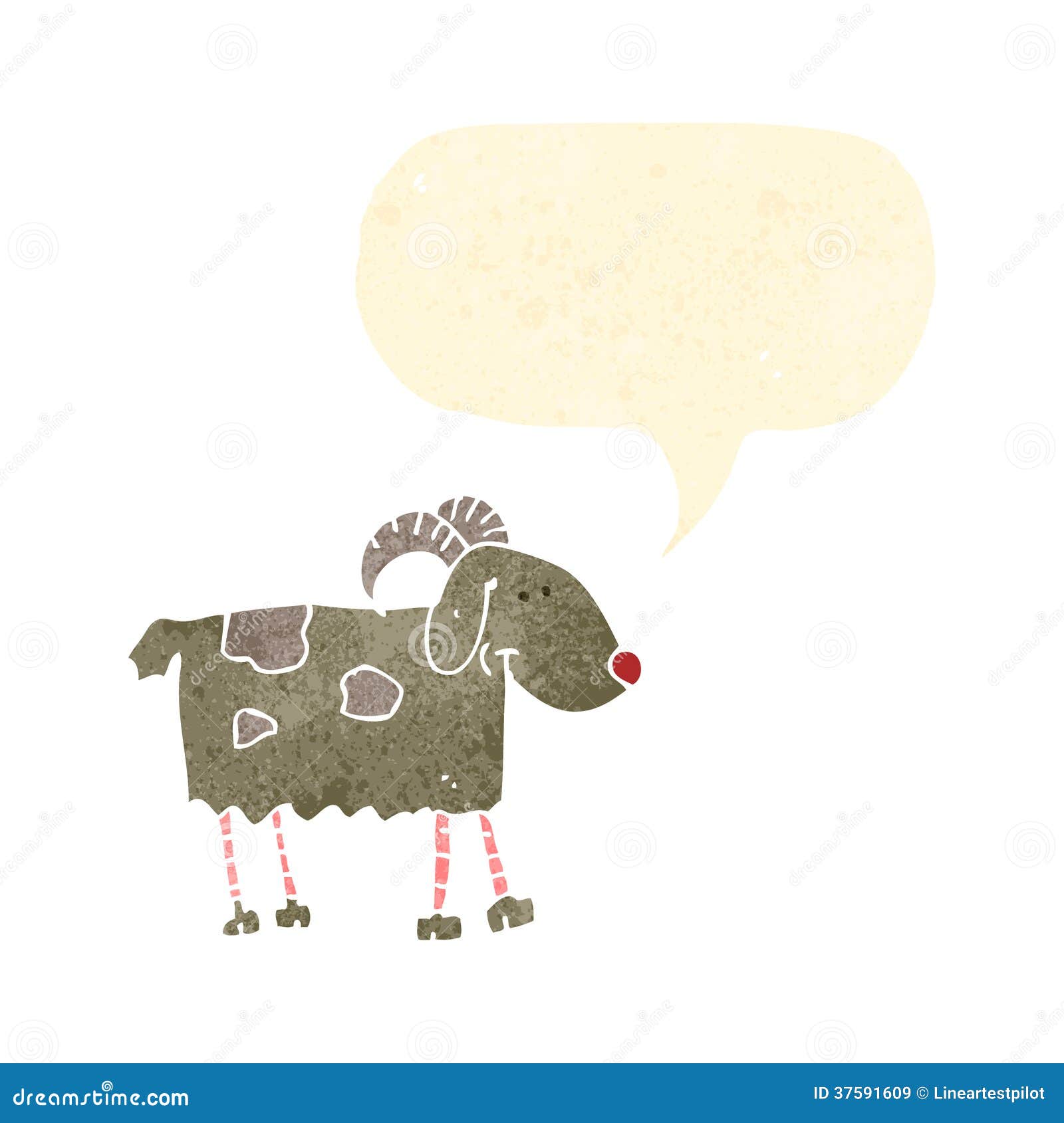 Retro Cartoon Goat with Speech Bubble Stock Vector - Illustration of ...