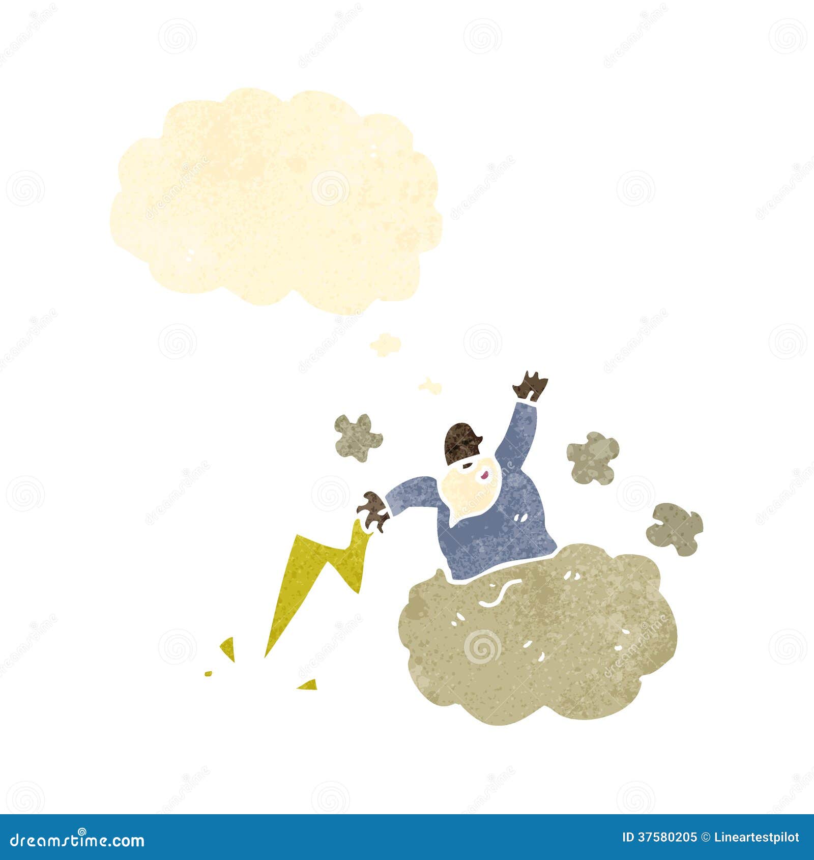 Retro Cartoon God on Cloud Shooting Lightning Stock Vector ...