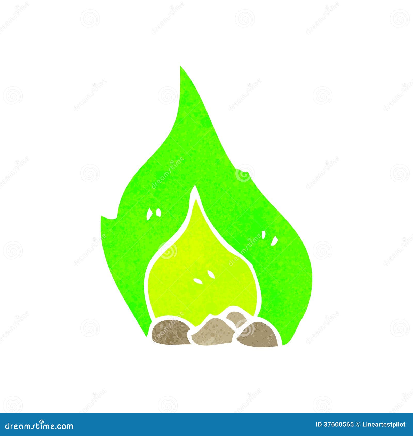 Retro cartoon green fire stock vector. Illustration of crazy - 37600565