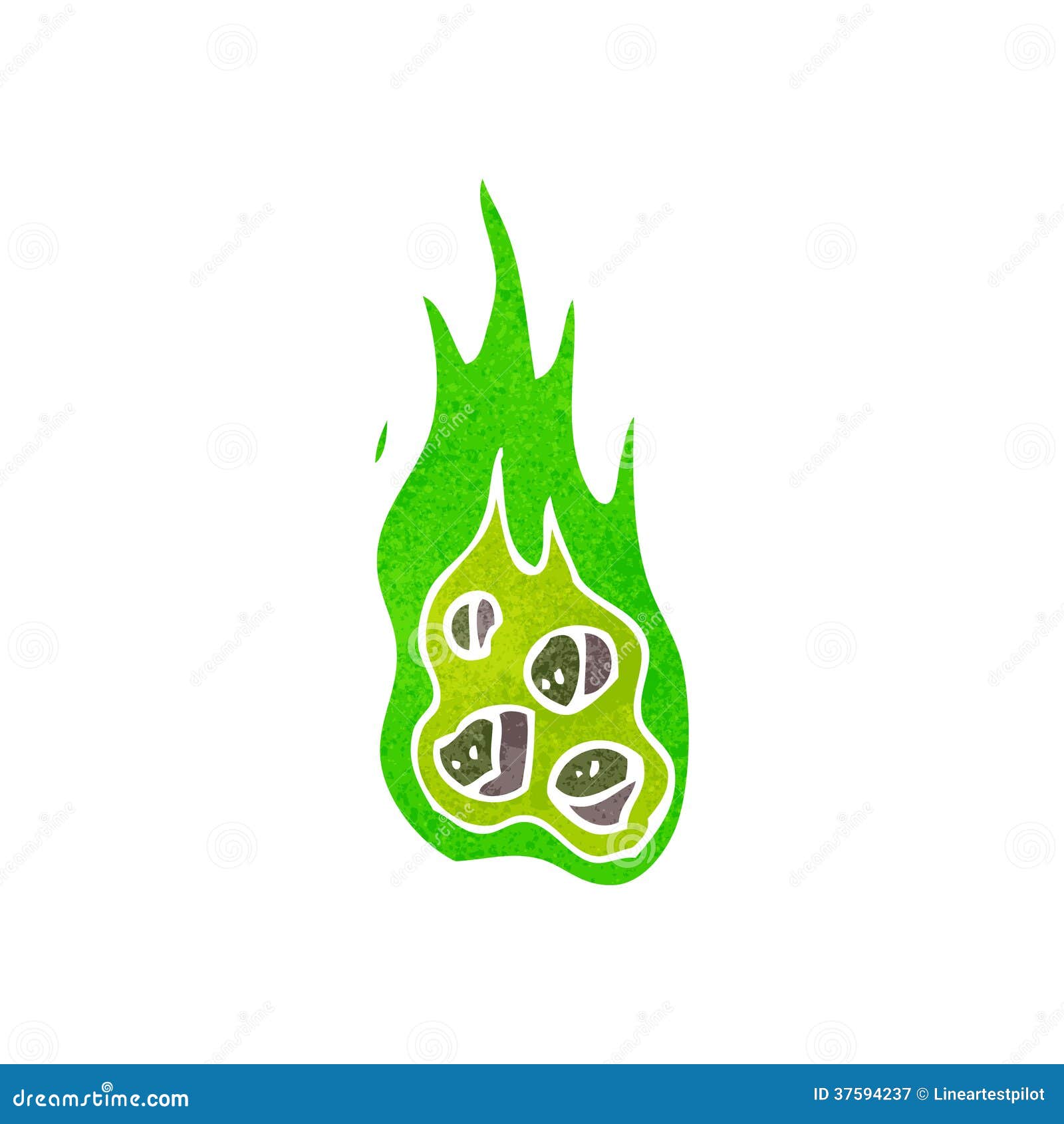 Retro Cartoon Green Fireball Stock Vector - Illustration of textured ...