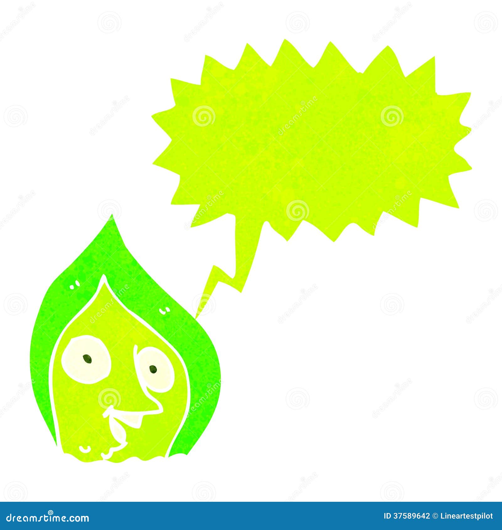 Retro Cartoon Green Flame Character Stock Illustration - Illustration ...